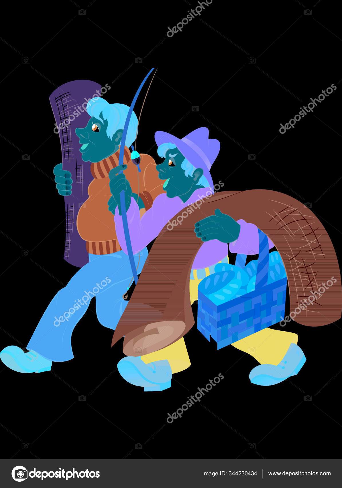 Illustration Cartoon People Isolated White Two Cartoon Men Walking ...