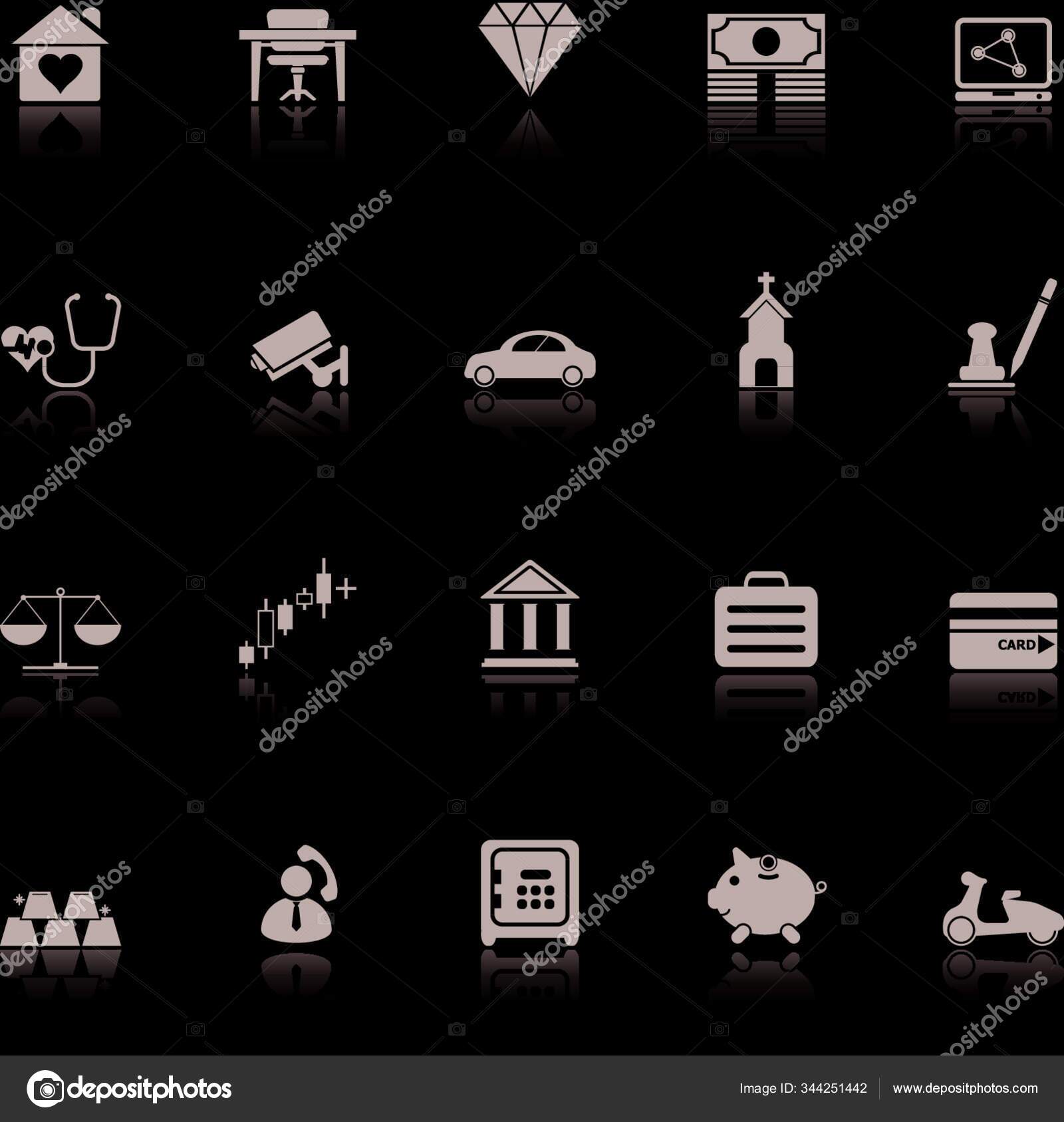 Insurance Related Icons Reflect White Background Stock Vector Stock ...