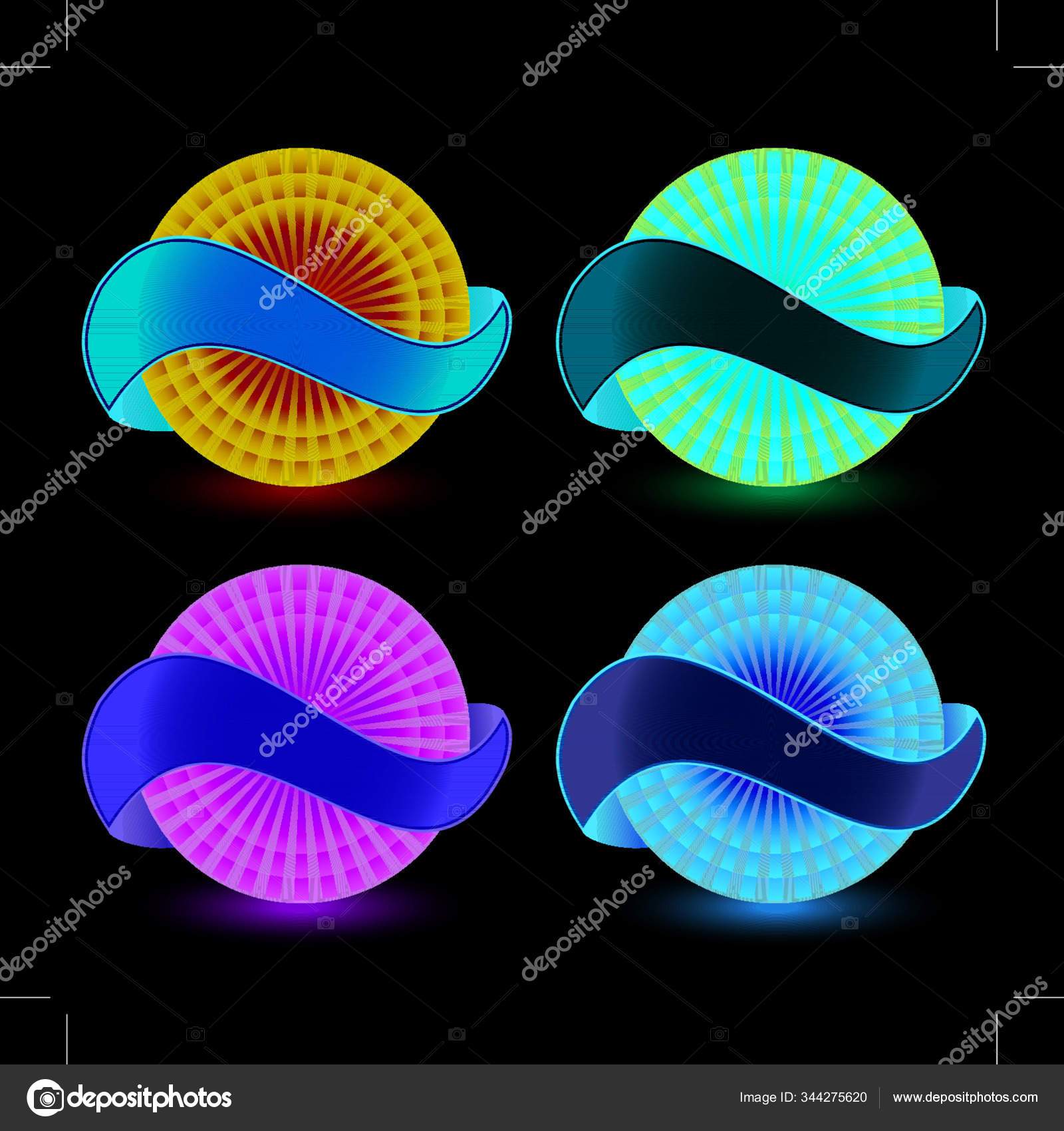 Banner Wrapped Sphere Starburst Center Isolated White Stock Vector by ...