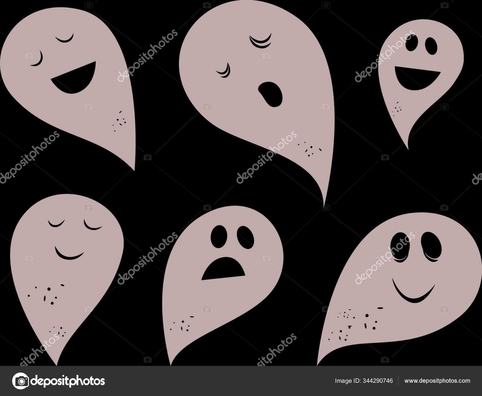 Happy Ghosts Creatures Silhouettes Collection Vector Stock Vector Image ...