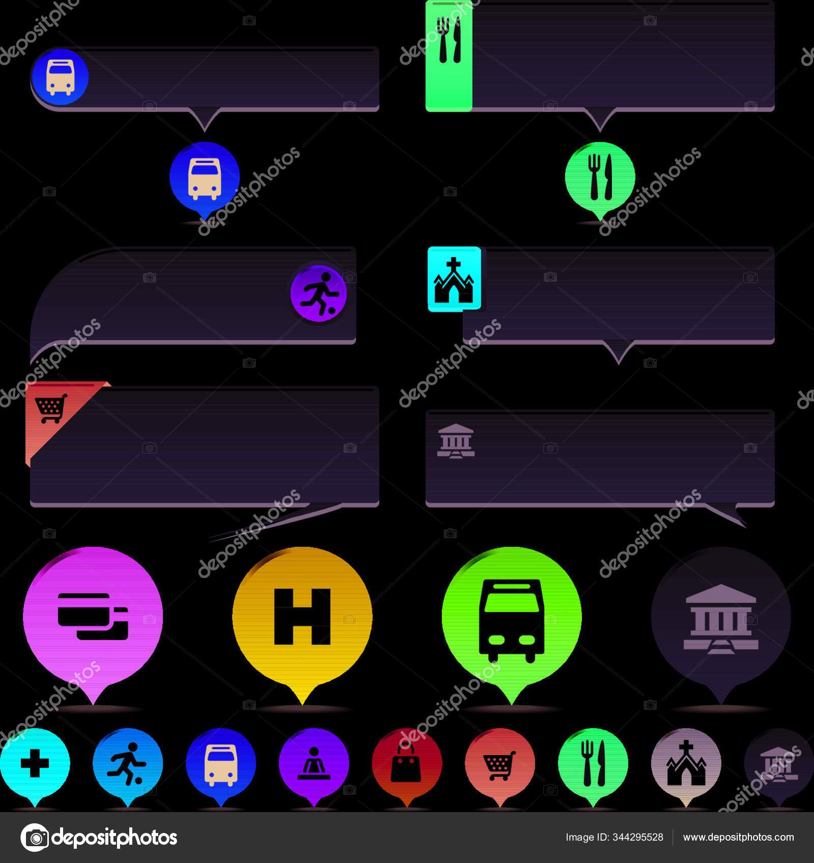 Pin Points Tooltip Set Six Tooltip Styles Pin Points Icons Stock Vector ...