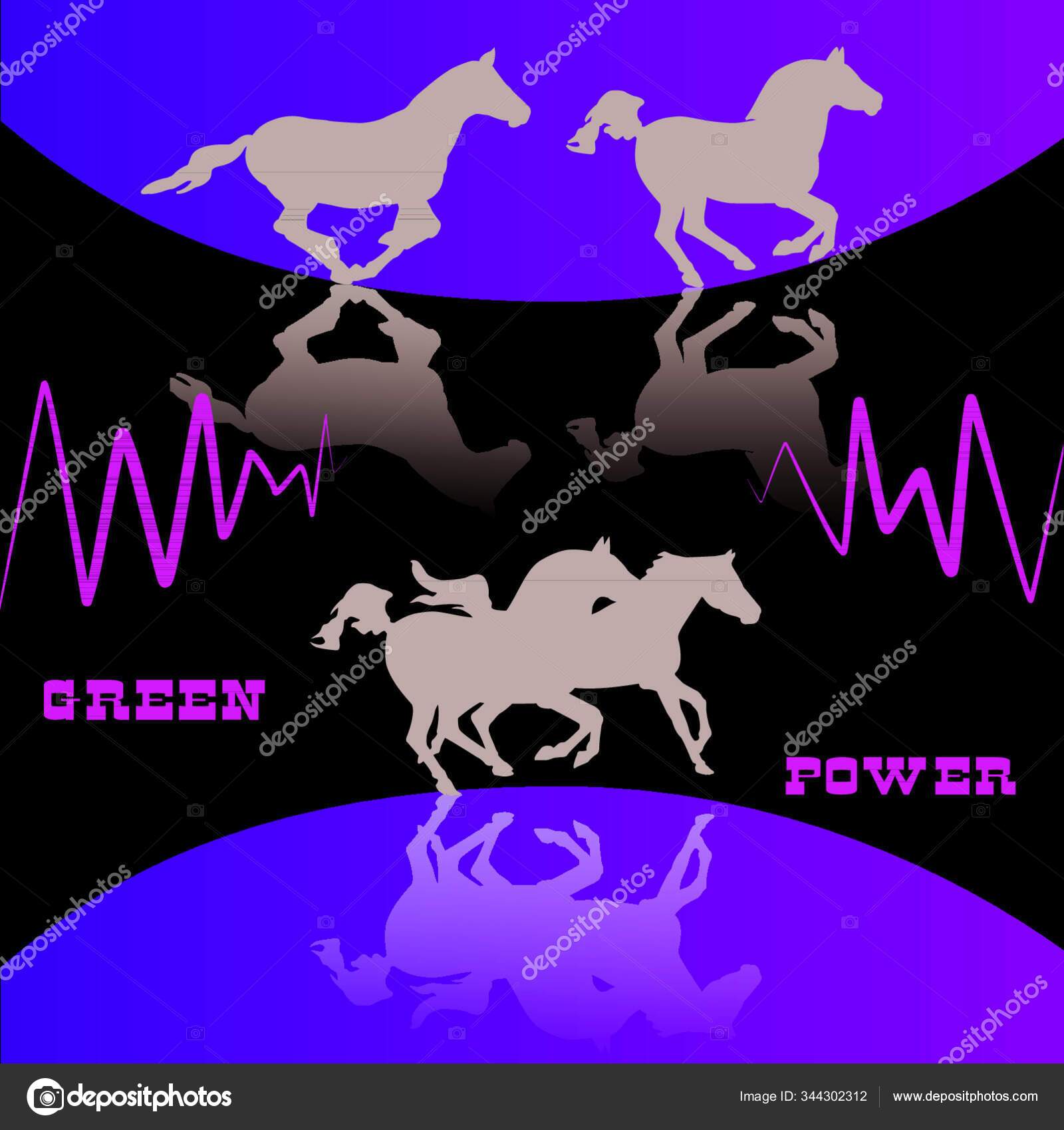 Running Horses Green Background Eco Power Stock Vector by ©YAYImages ...