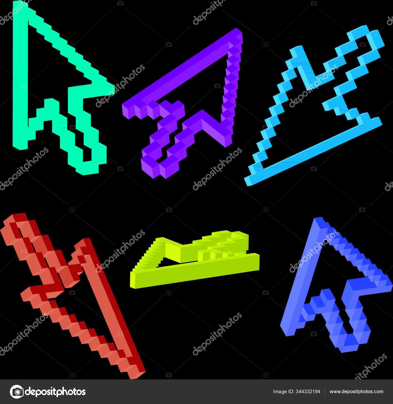 Mouse Cursor Arrow Various Angles Colors Editable Vector Illustration ...