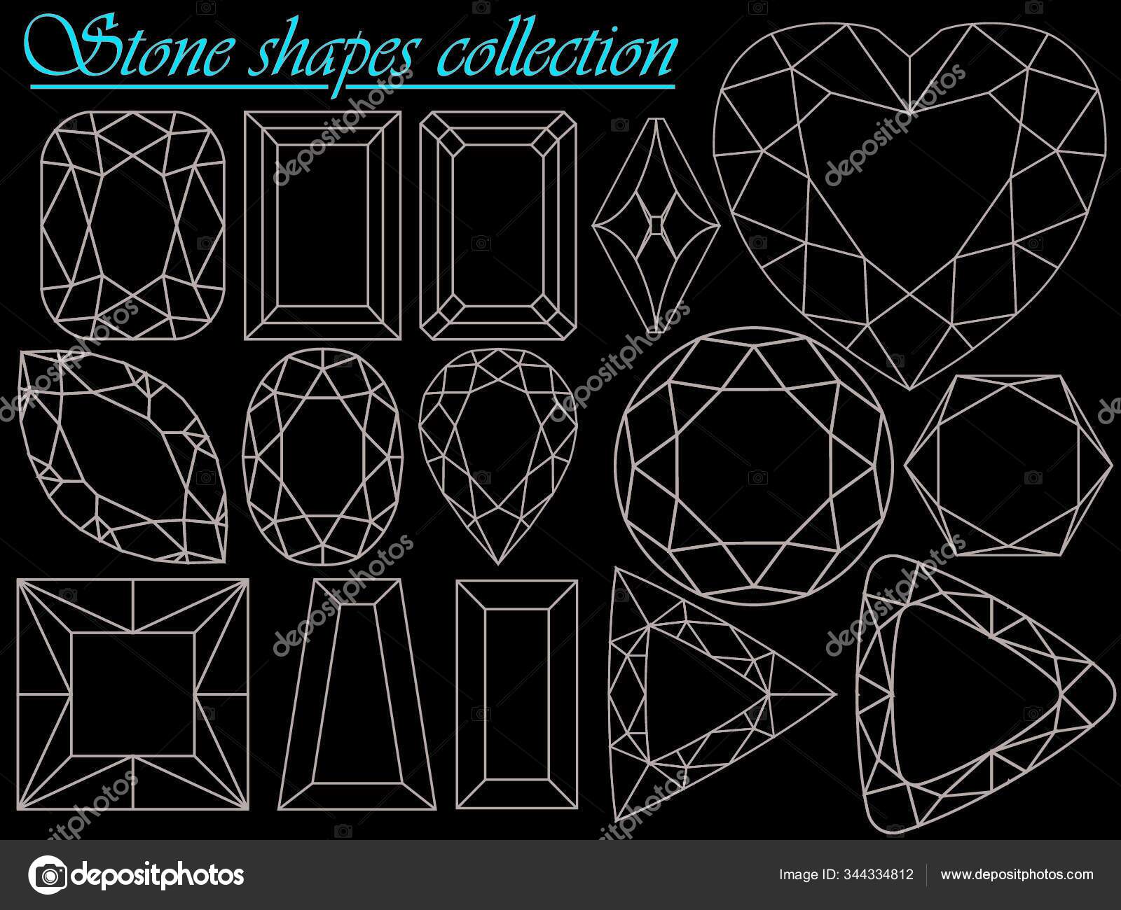 Stone Shapes Collection White Background Abstract Vector Art ...