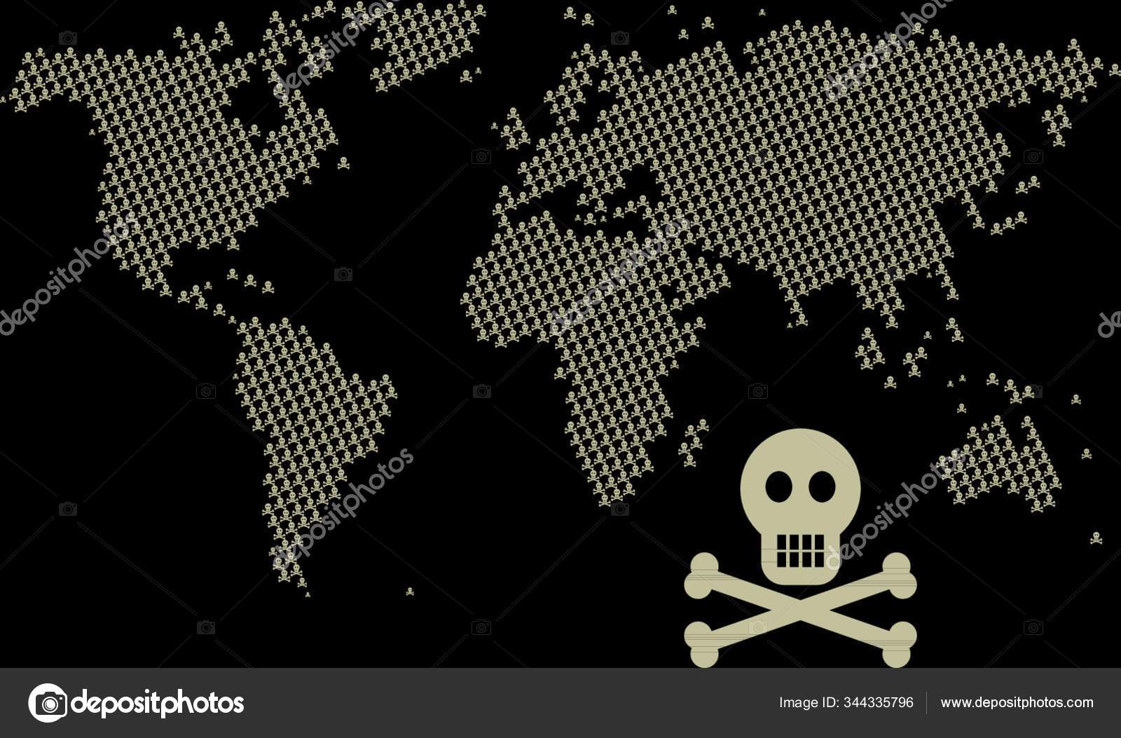 Map World Made Hundreds Skull Bone Symbols Source Map Http Stock Vector ...