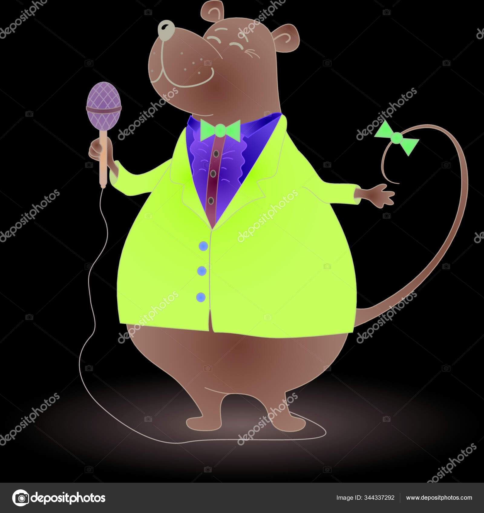 Rat Singer World Famous Grandiosely Popular Sings Microphone Stock ...
