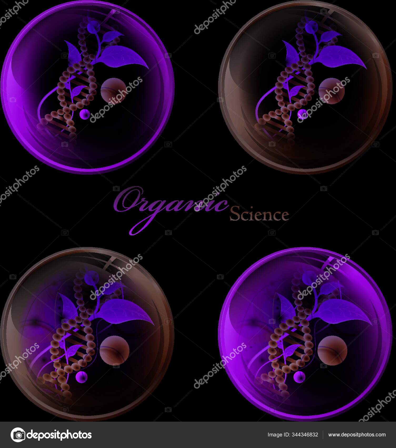 Organic Science Glossy Balls Dna Green Leaves White Background Stock ...