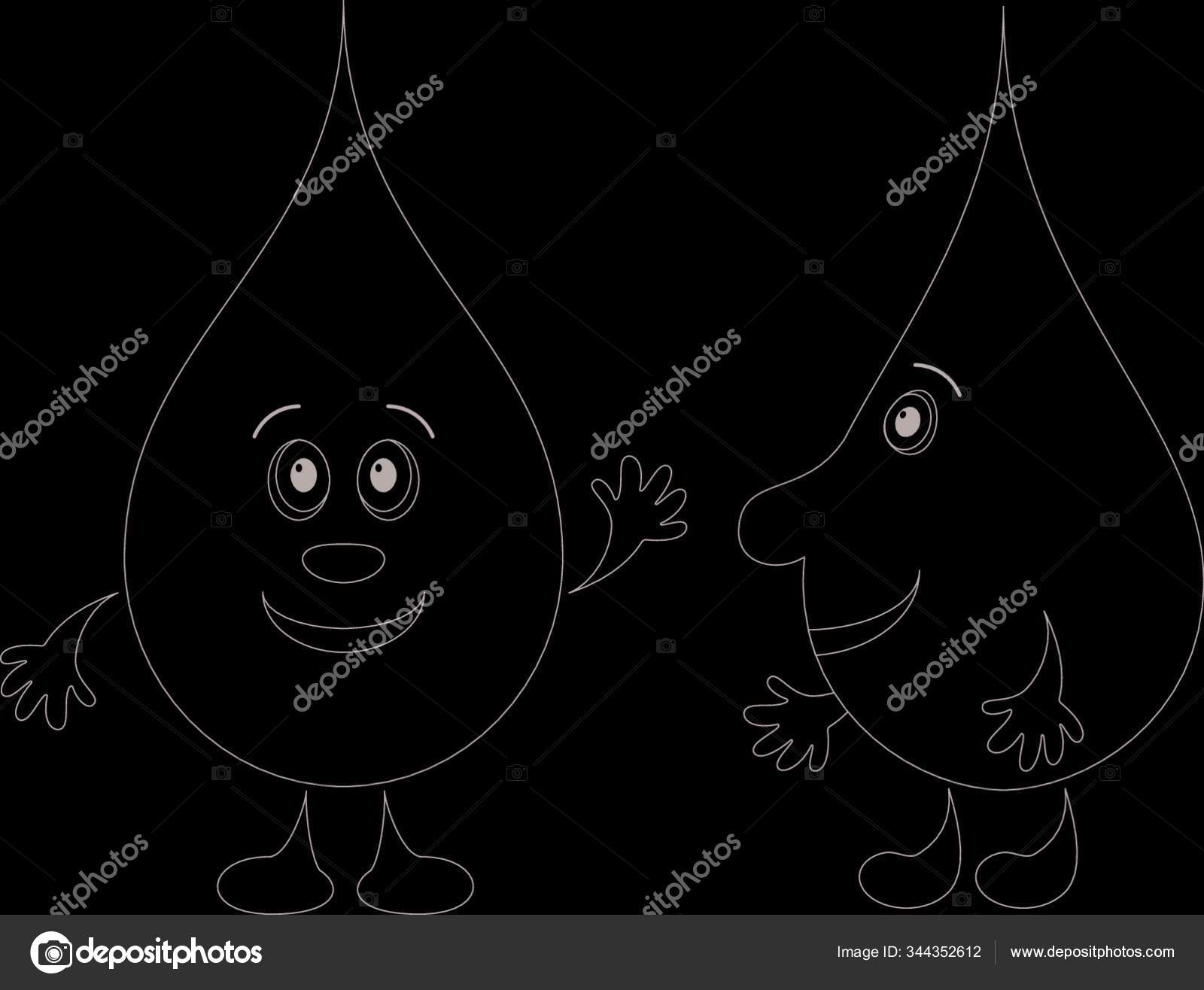 Vector Cartoon Contours Cheerful Water Drops Friends Have Met Stretch ...