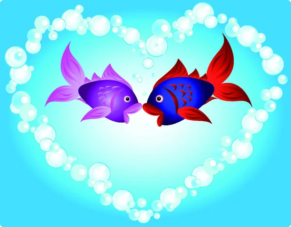 Two Fish Kissing Cartoon