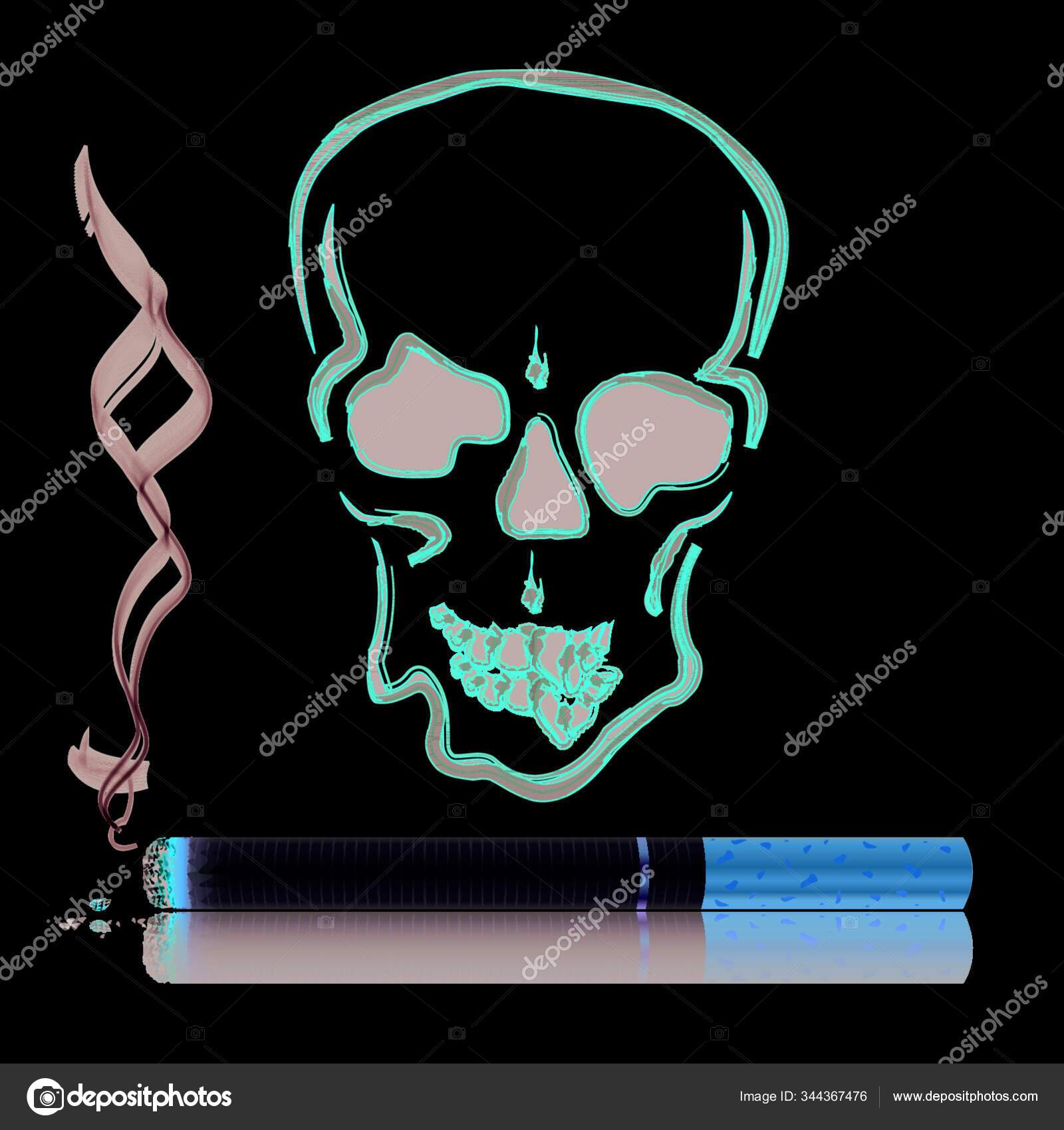 Illustration Skull Background Smoking Cigarettes Black Stock Vector by ...