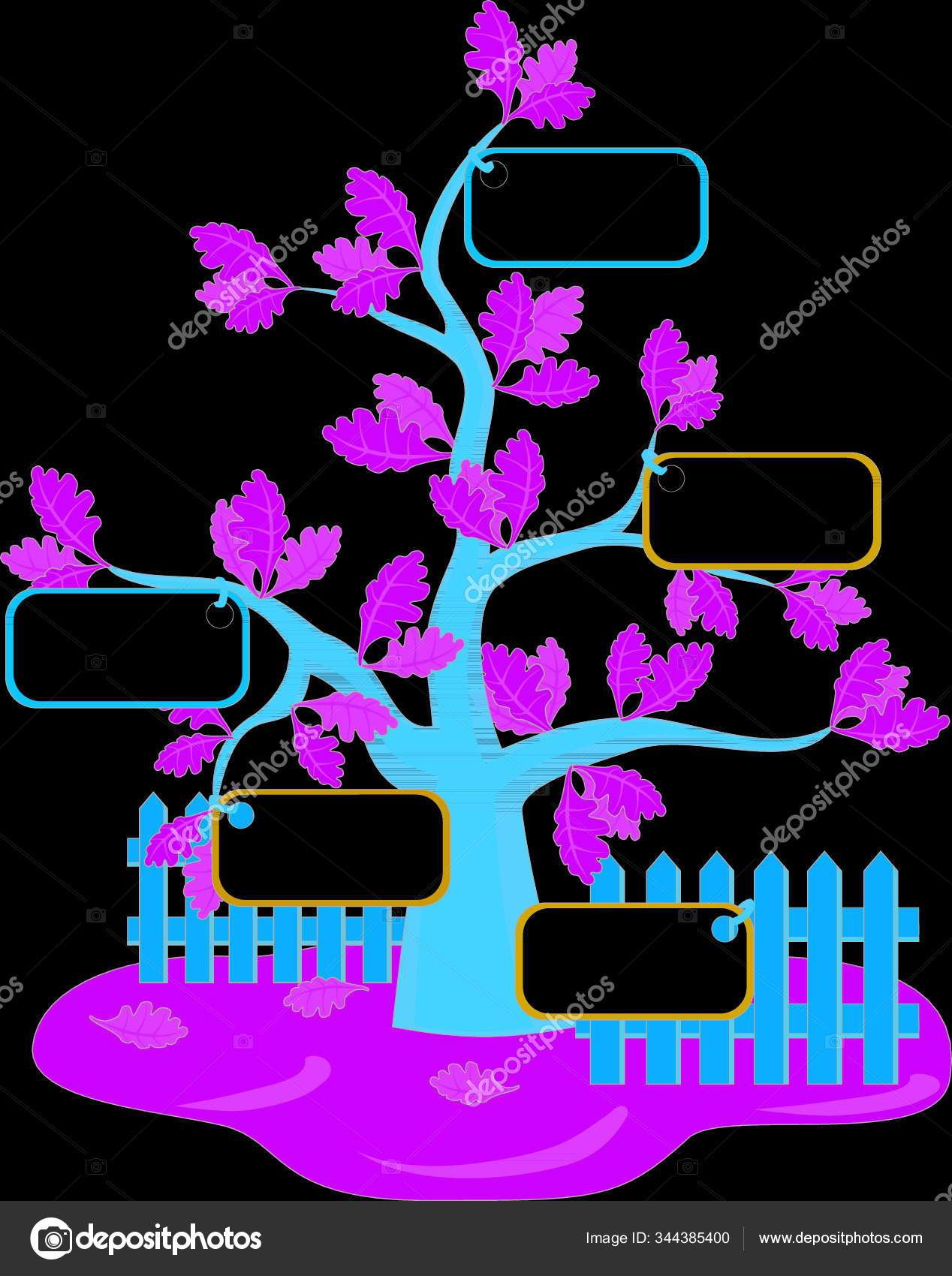 Cartoon Oak Tree Blank Cards White Background Stock Vector Image by ...