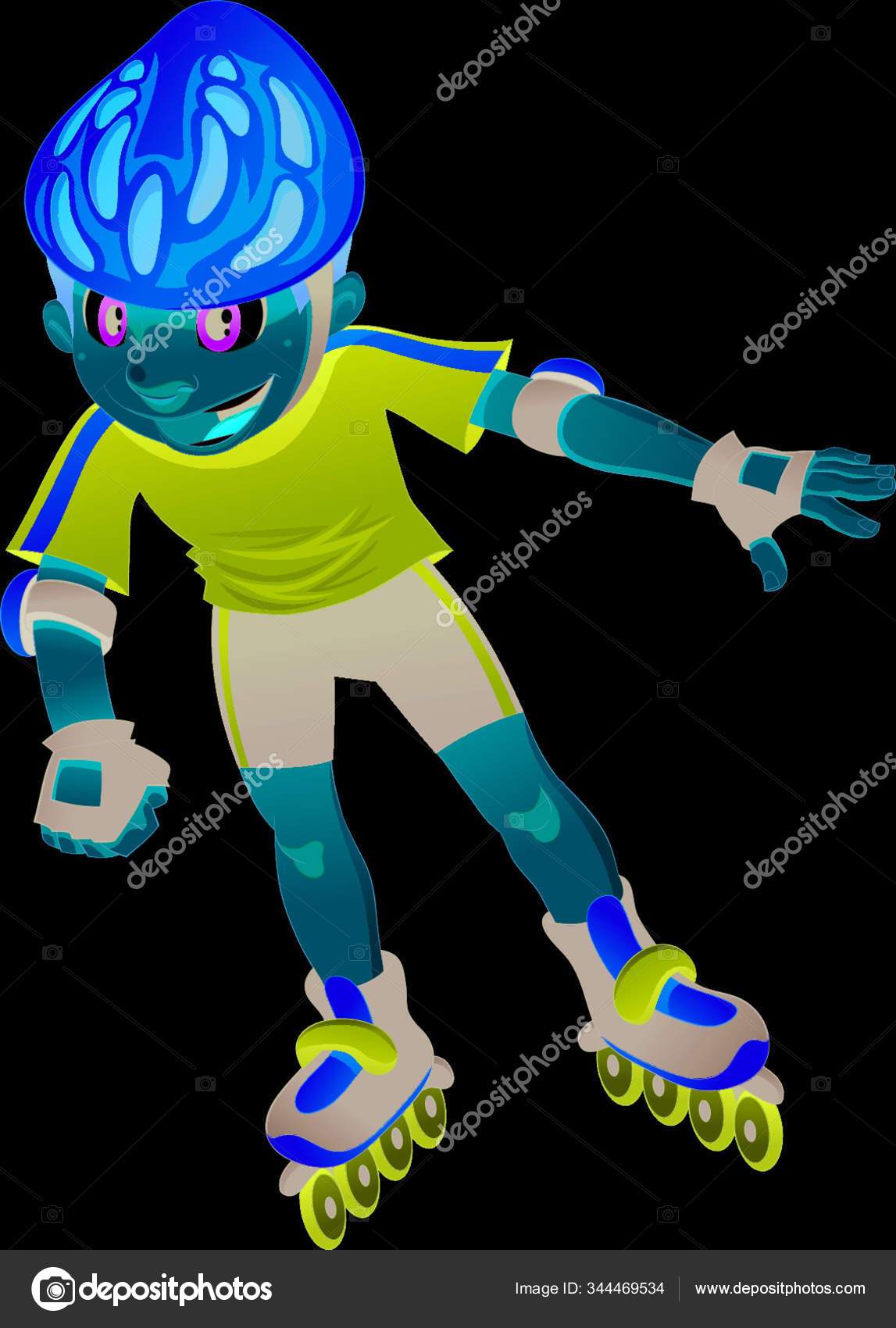 Lâmina Patins Vetor Desenho Animado Personagem Isolado Vetor de stock ...