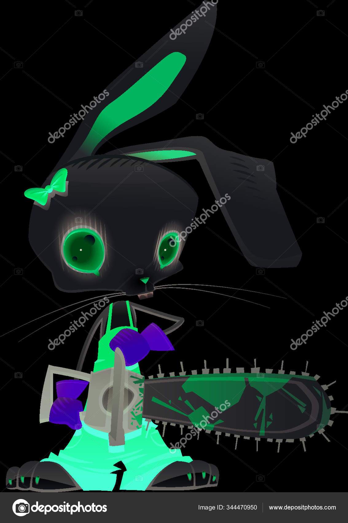 Horror Bunny Vector Cartoon Illustration Isolated Character Stock ...