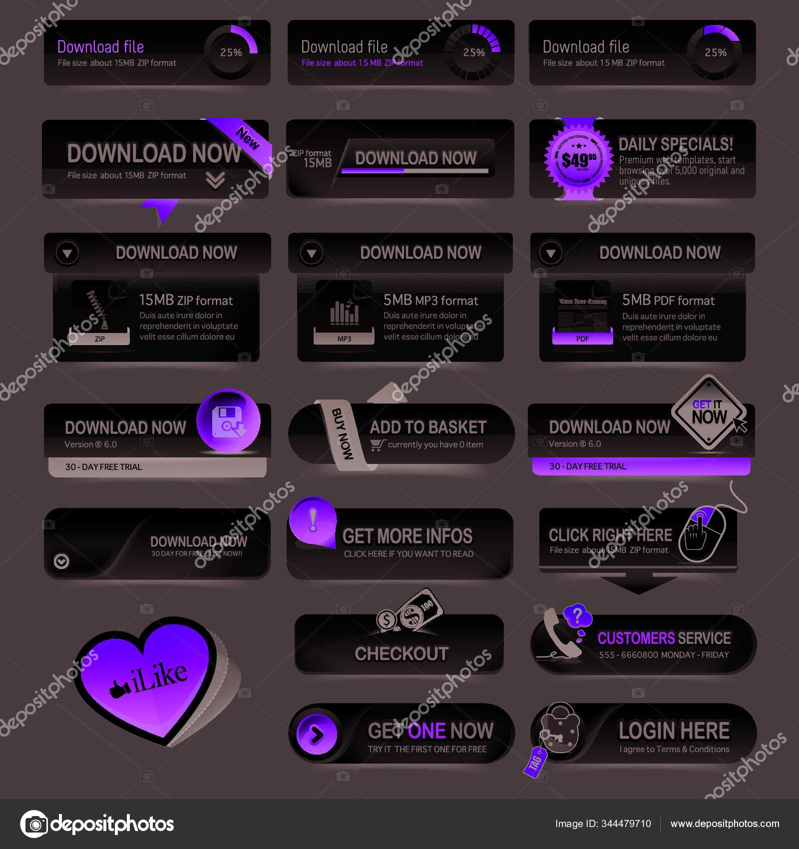 Vector Set Website Design Elements Stock Vector by ©YAYImages 344479710