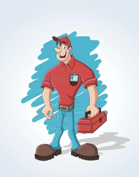 Colorful Vector Illustration Cartoon Grumpy Plummer Technician Mechanic ...