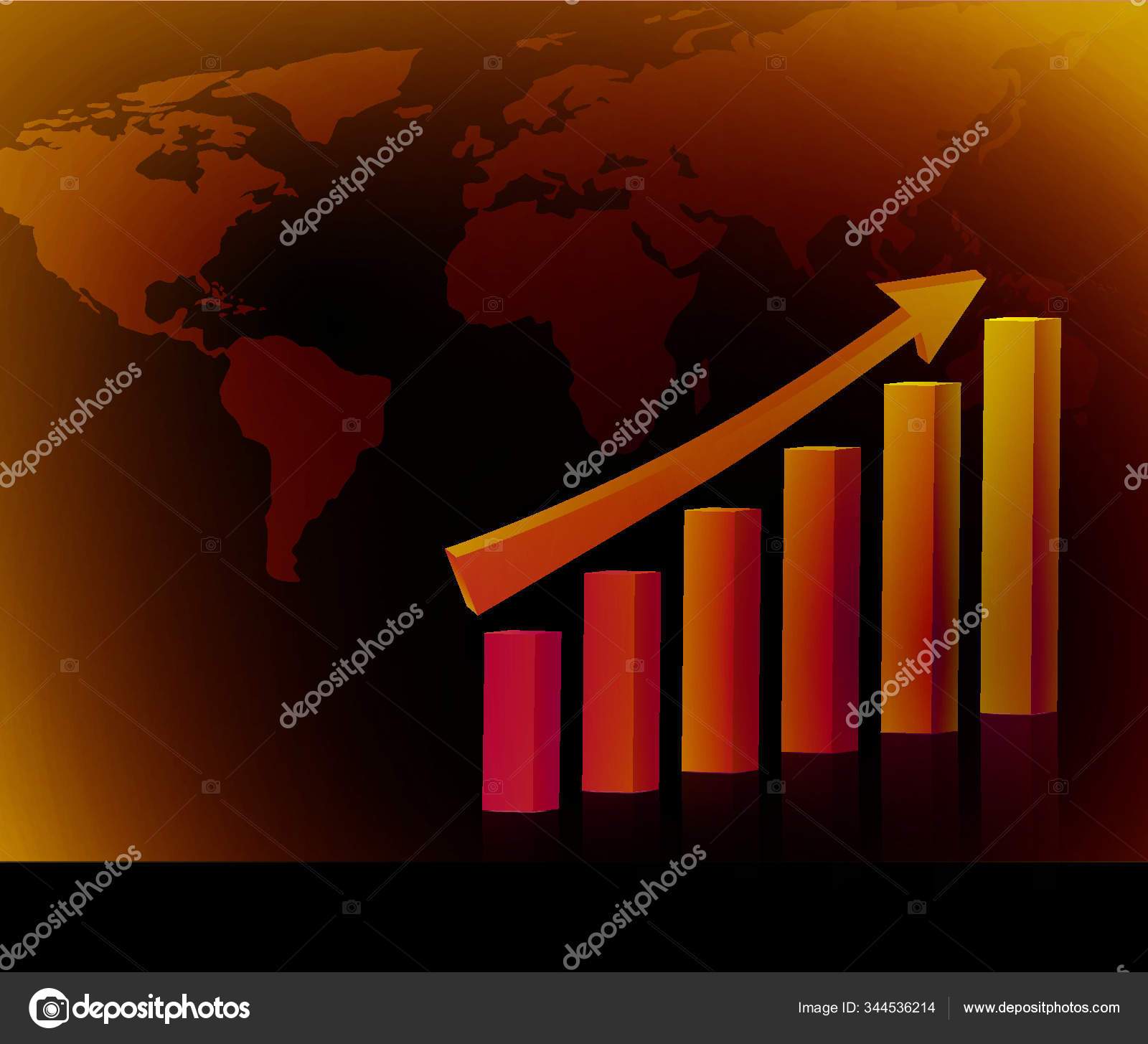 Business Chart Arrow World Map Background Stock Vector Image by ...