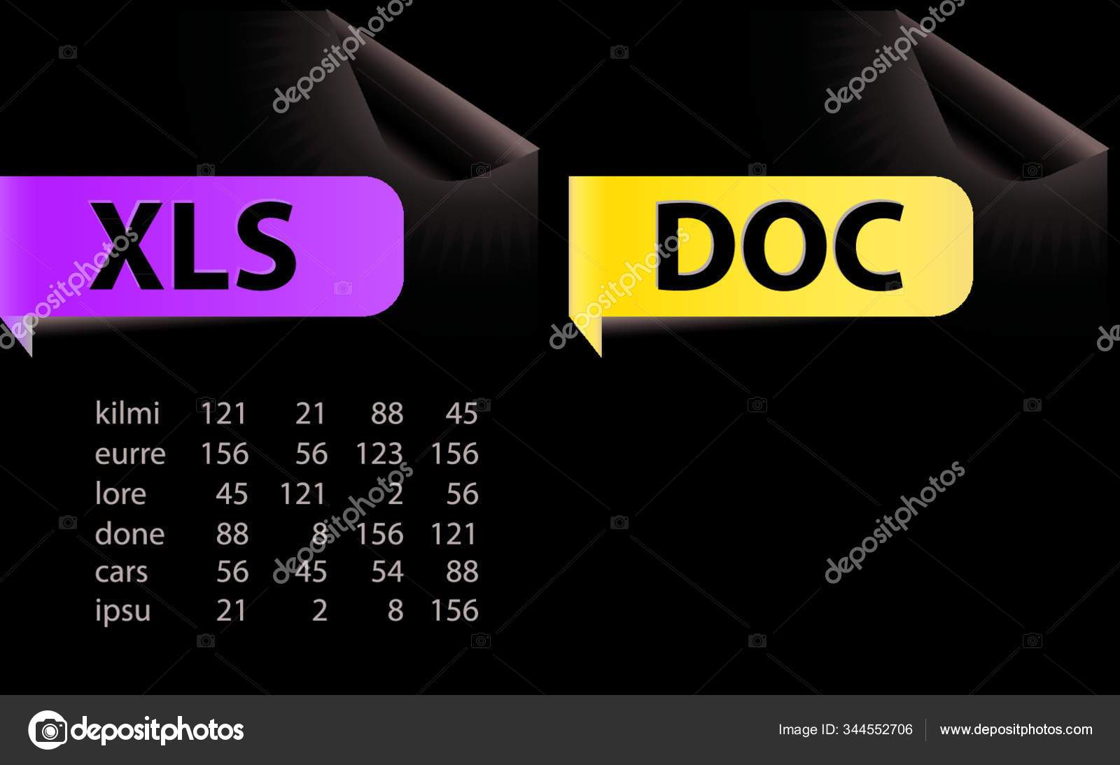 Vector Set Icons Office File Extensions Text Spreadsheet Stock Vector ...