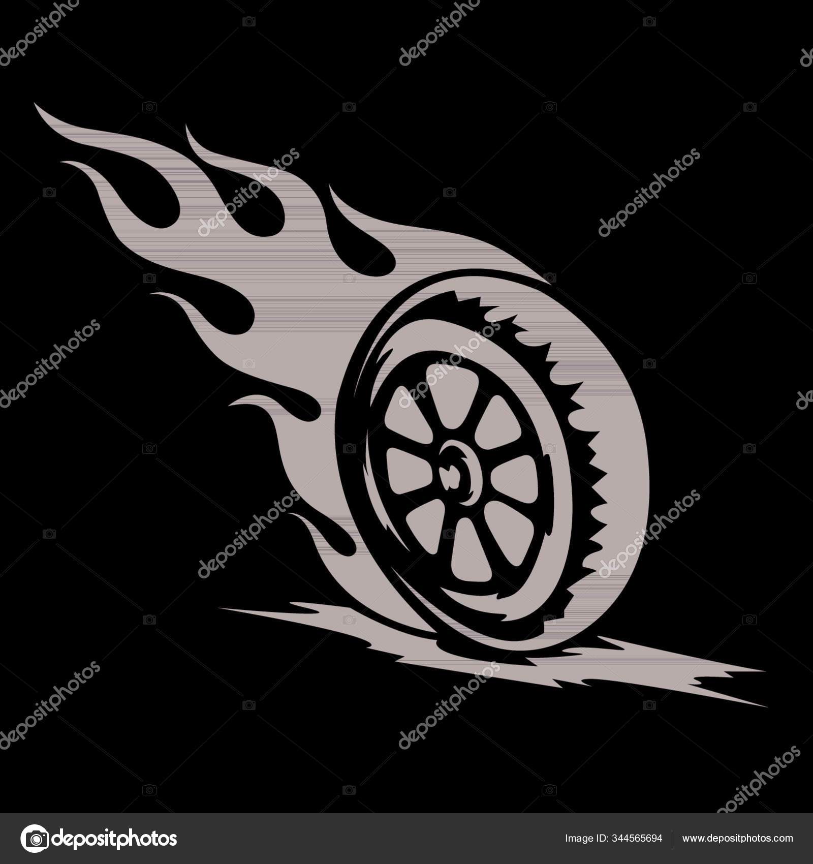 Picture Black White Tattoo Form Burning Wheel Stock Vector Image by ...