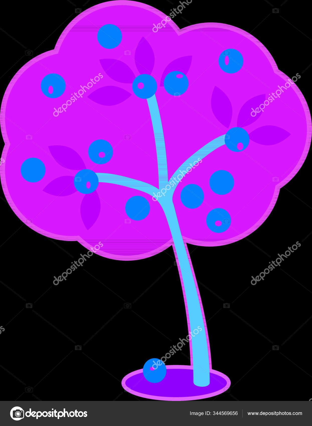 Vector Cartoon Cute Orange Tree Fallen Orange Ground Representing ...