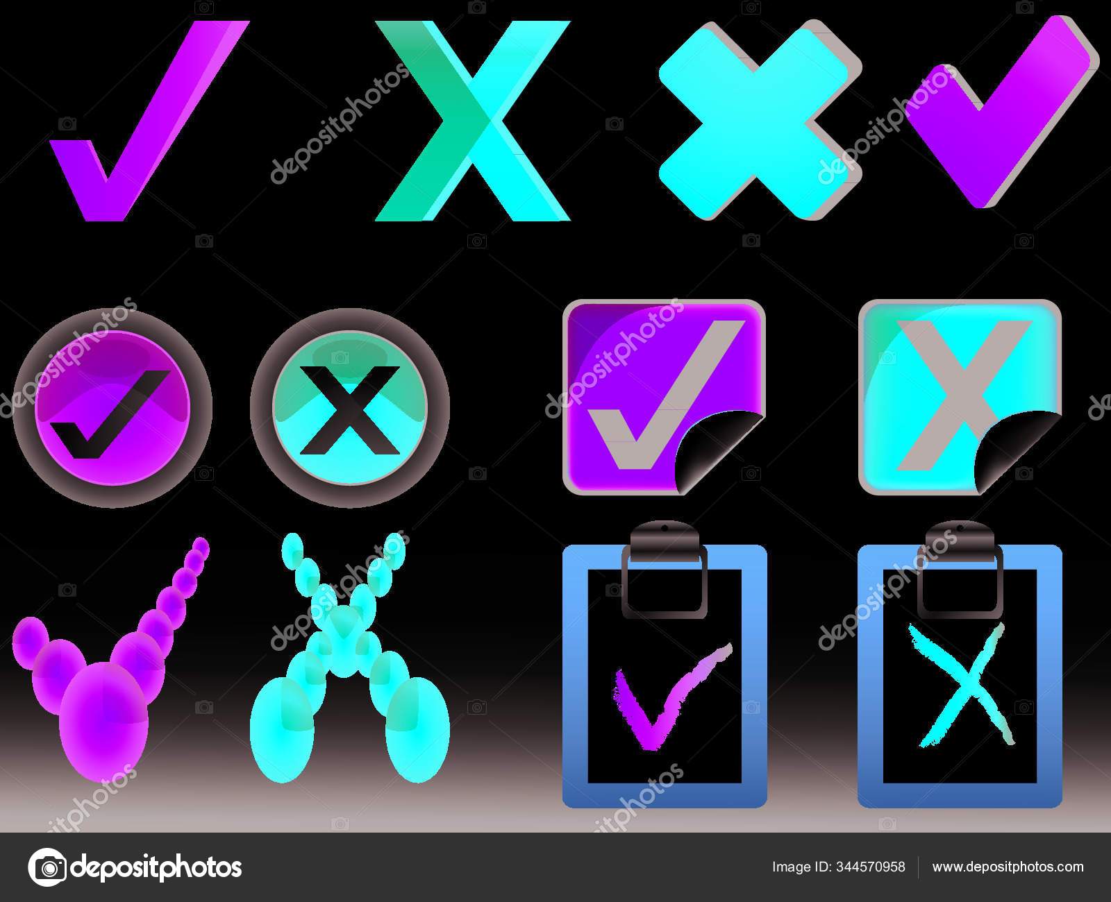 Tick Cross Signs Right Wrong Signs Check Mark Stock Vector by ...