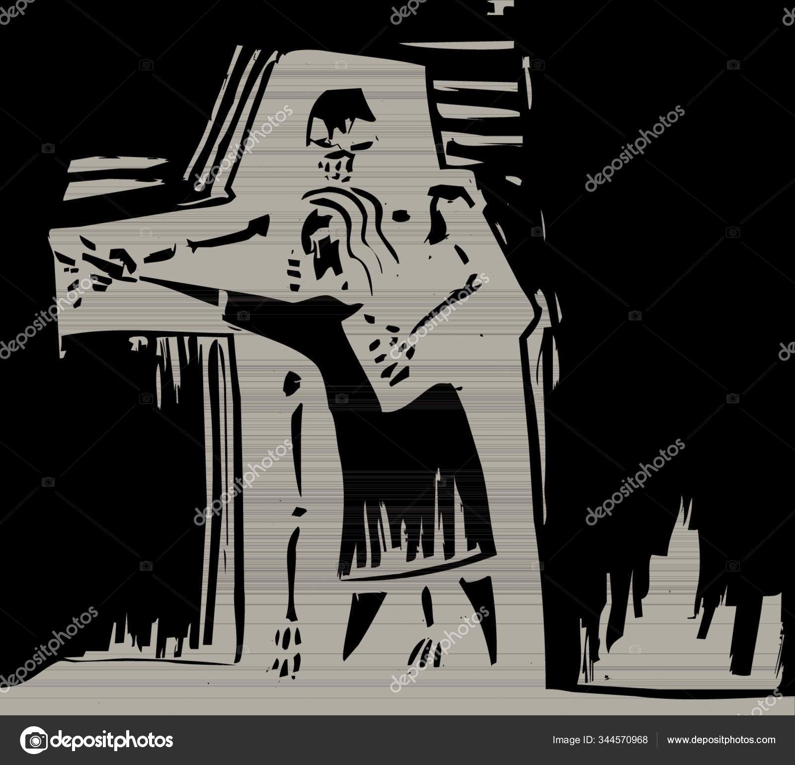 Old Woman Dancing Shadow Death Stock Vector by ©YAYImages 344570968