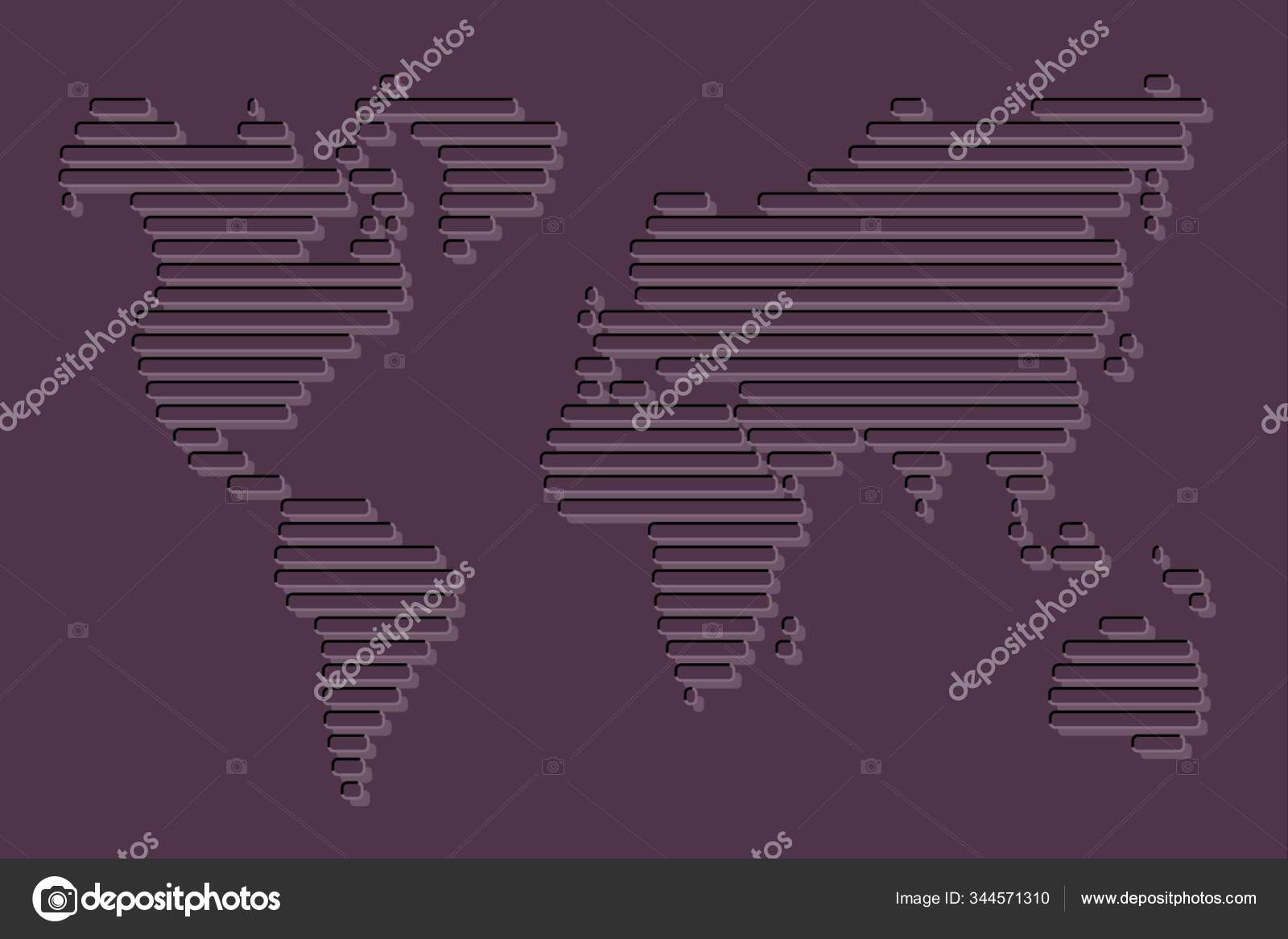 World Map Made Horizontal Lines Stock Vector by ©YAYImages 344571310