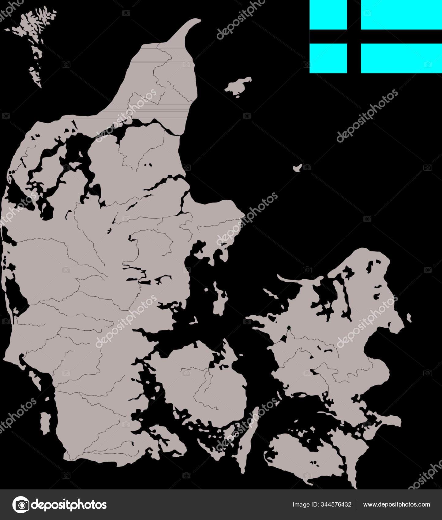 Detailed Quality Flag Map Denmark Islands Rivers Lakes Isolated Objects ...