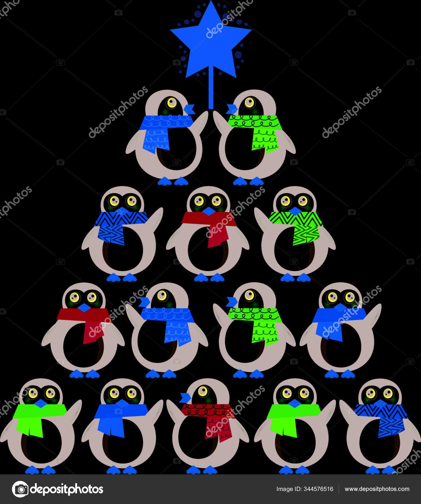 Penguins Standing Pyramid Vector Cartoon Illustration Stock Vector ...