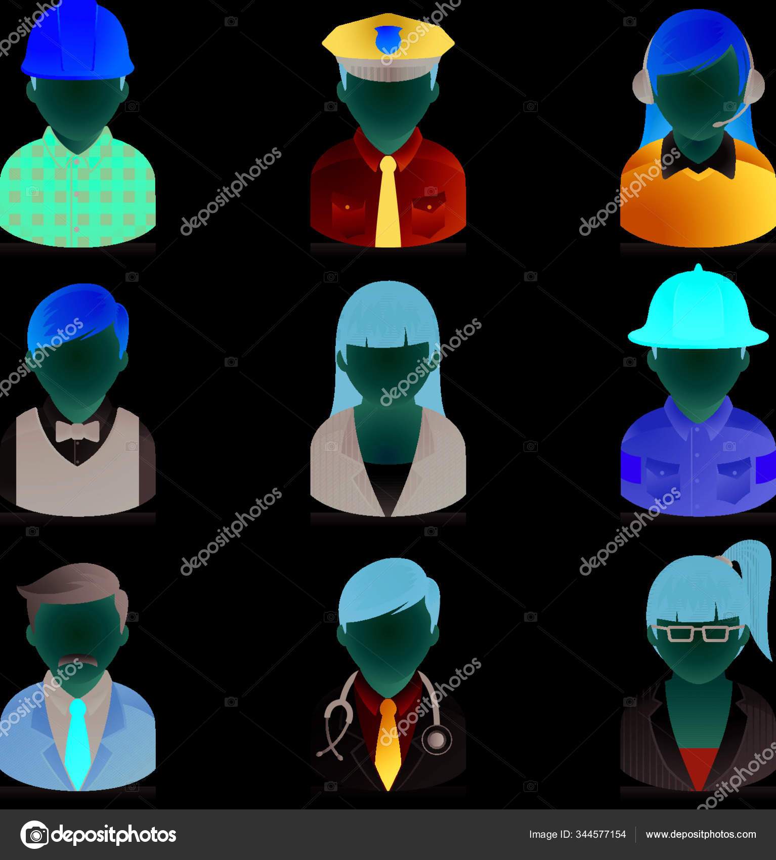 Set Professional People Icons Stock Vector Image by ©YAYImages #344577154
