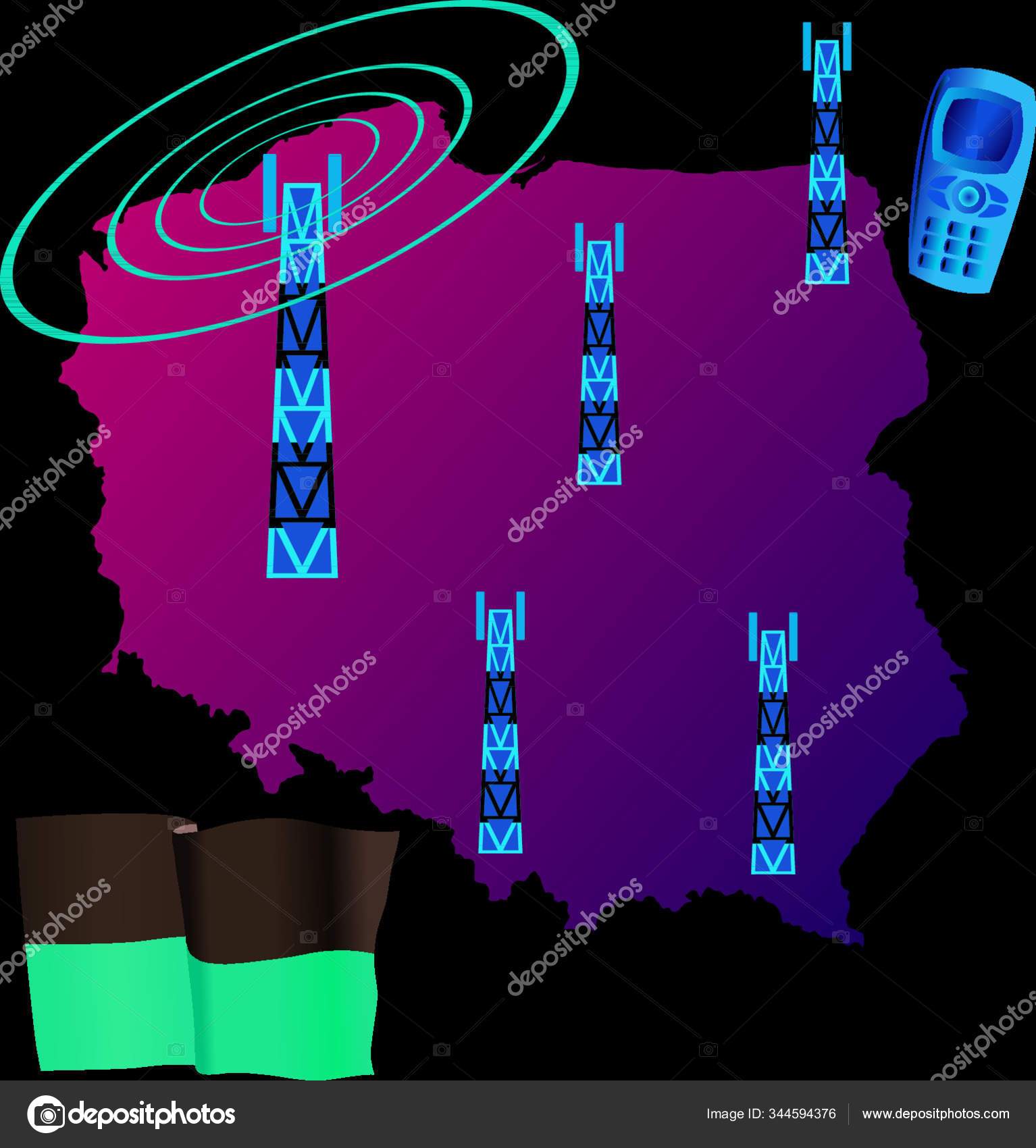 Map Mobile Connection Stock Vector Image by ©YAYImages #344594376