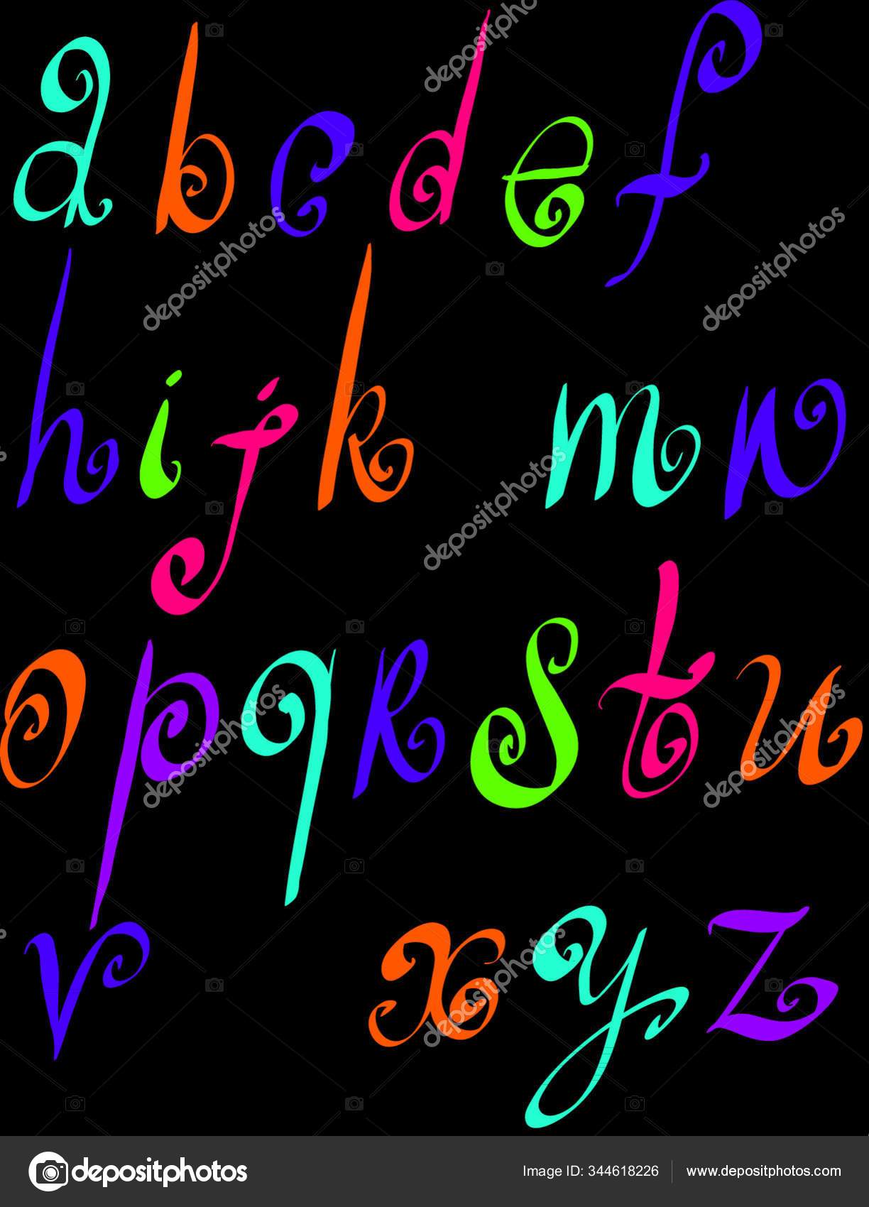 Calligraphic Script Vektor Ábécé Betűkészlet Vektor Betűtípus Stock ...