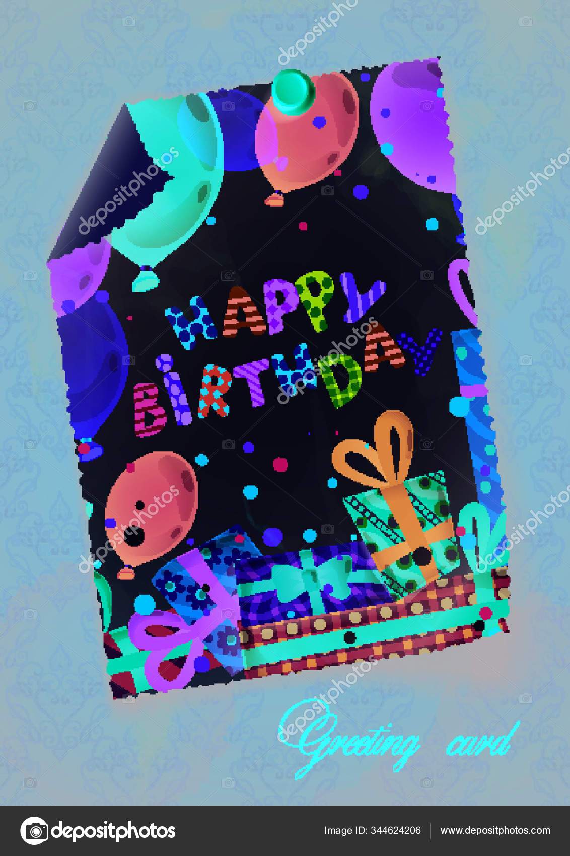 Colorful Birthday Background Greeting Card Design Template Vector ...