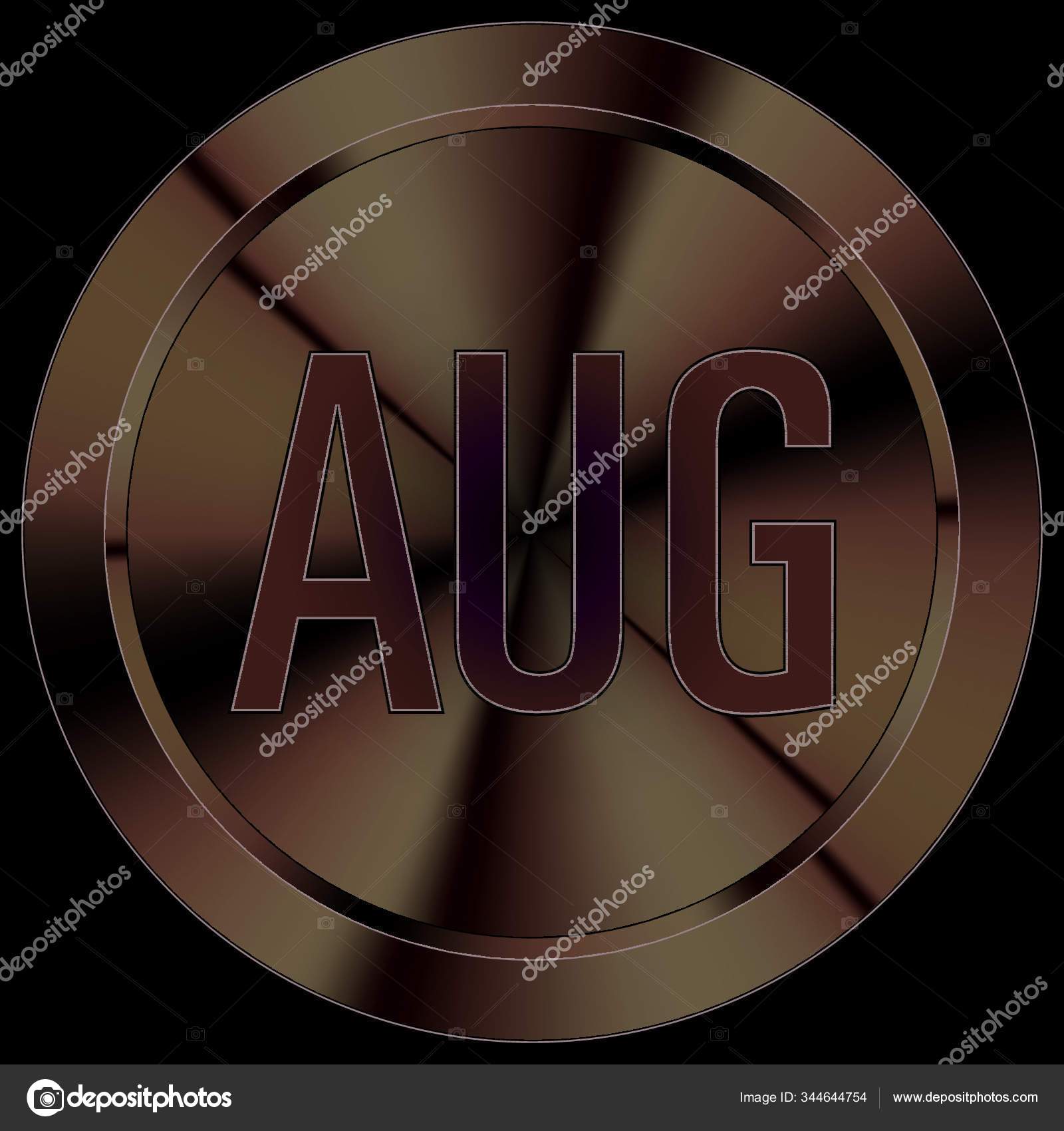 August Calendar Month Icon Stainless Steel Modern Industrial Button ...