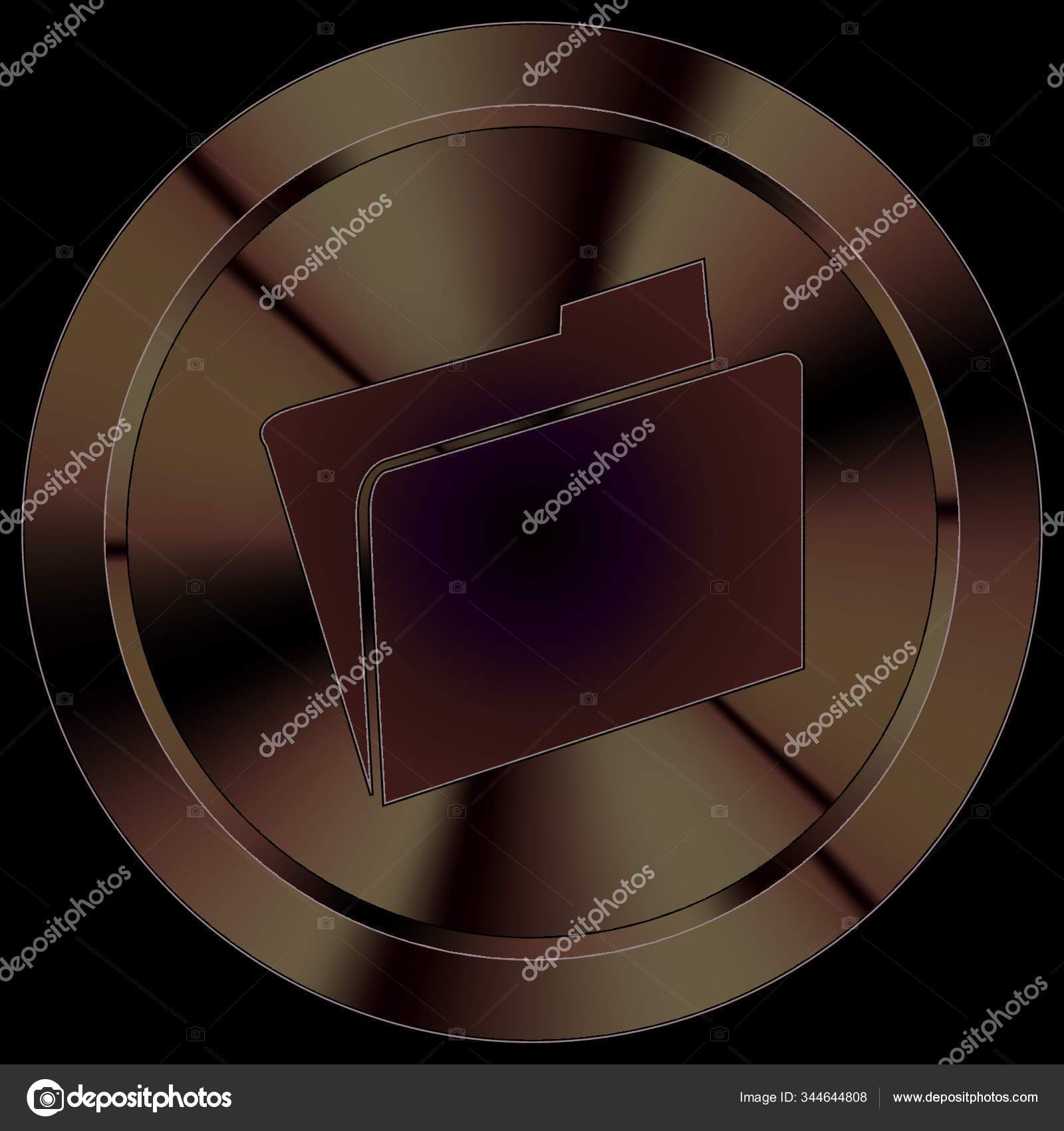 File Folder Icon Stainless Steel Modern Industrial Button Stock Vector ...