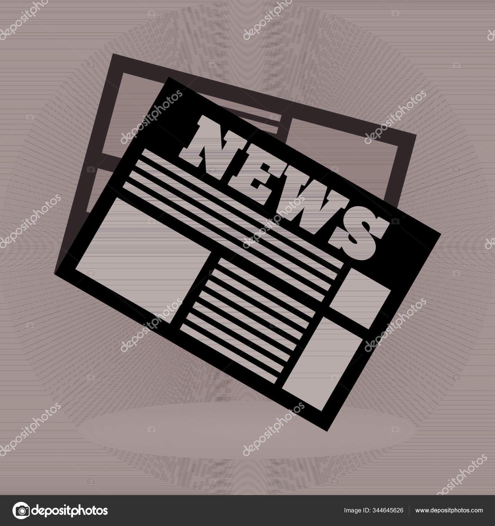 Simple Illustrated Newspaper Symbol Black Background Stock Vector by ...