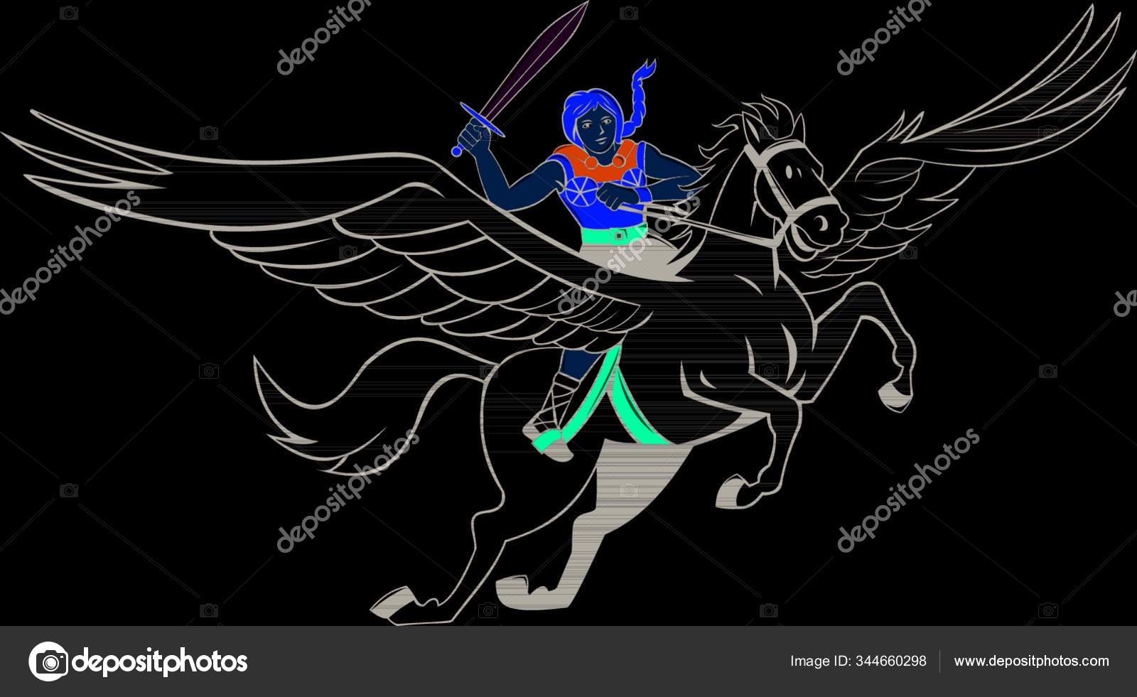 Illustration Valkyrie Norse Mythology Female Rider Amazon Warriors ...