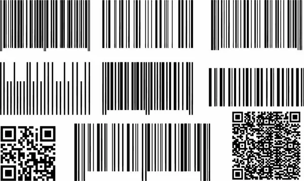 Barcode. QR code template. Scan striped code for digital identification. Vector bar code thin ...
