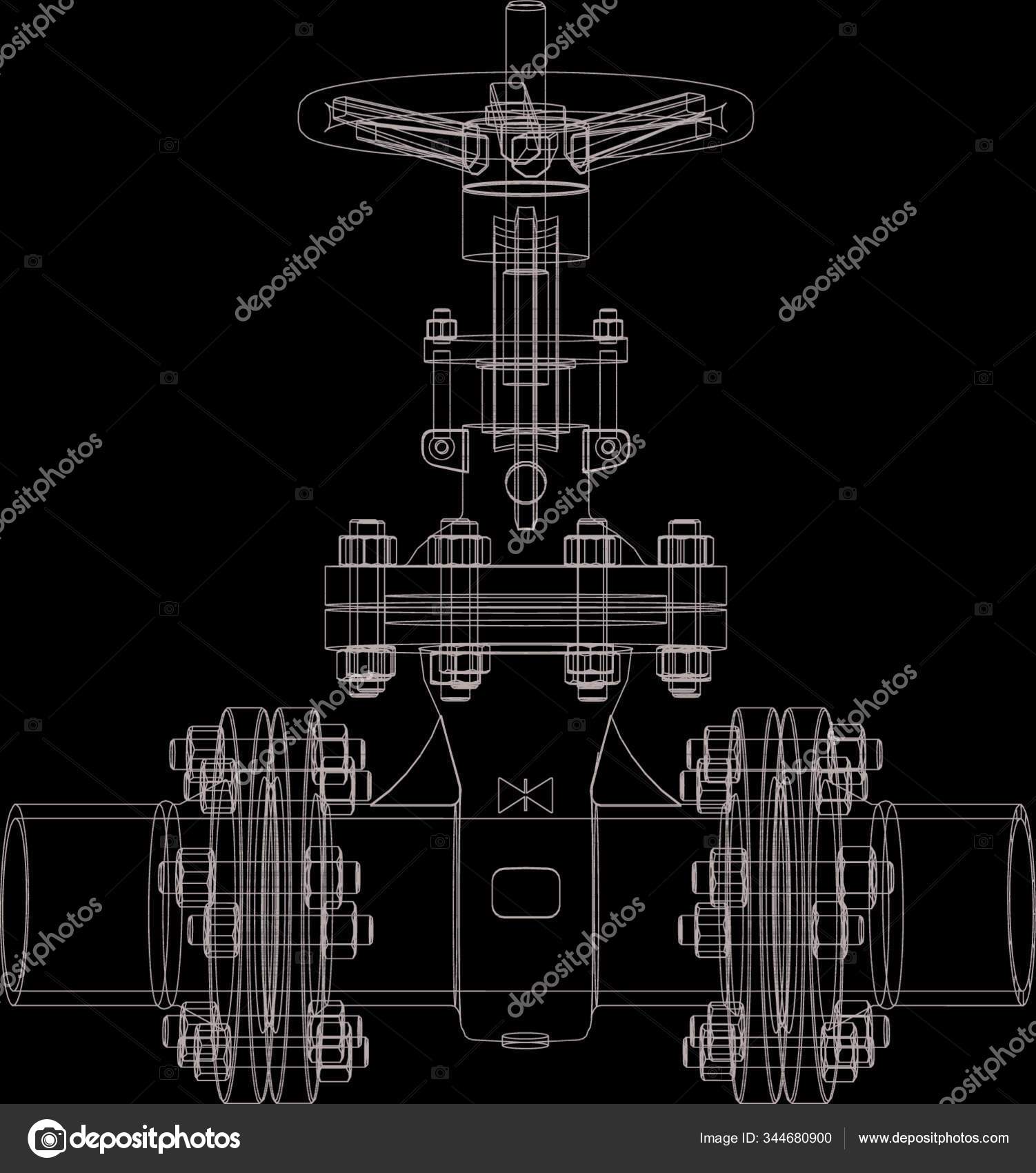 Válvula Industrial Ilustración Vectorial Detallada Aislada Sobre Fondo ...