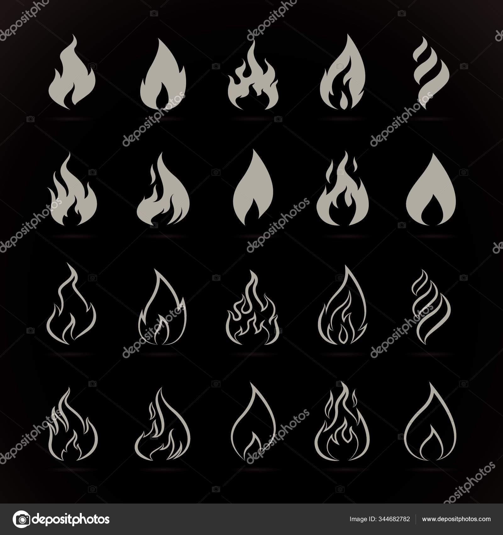 Conjunto Vetorial Símbolos Chama Fundo Branco vetor(es) de stock de ...