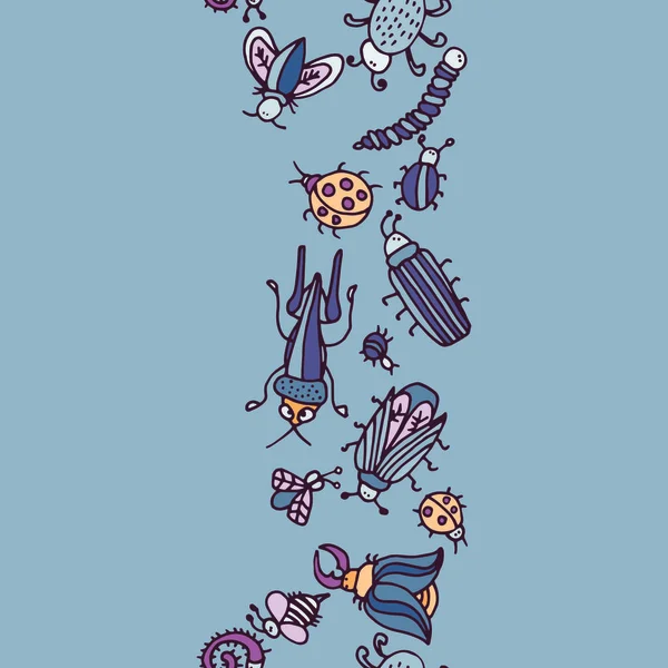 Cute Cartoon Insect Border Pattern Summer Concept Background Colorful ...
