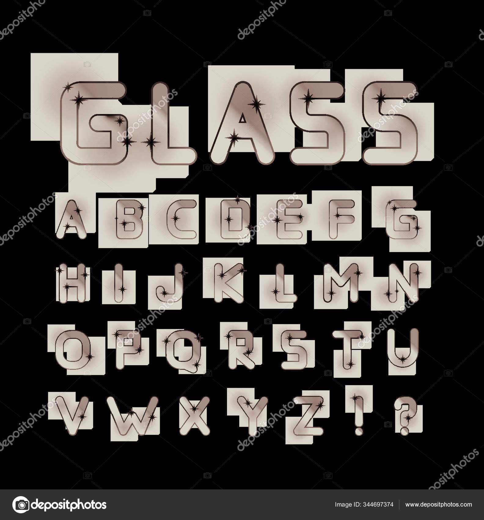 Vector Glass Font Black Background Can Used Window Dressing Goods Stock ...