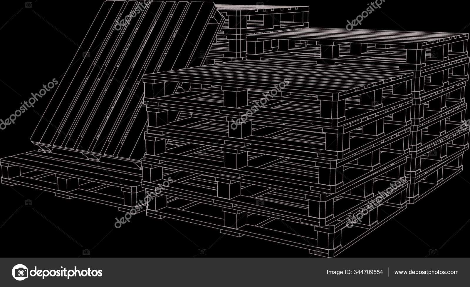Set Pallets Isolated White Background Vector Image Stock Vector Image ...