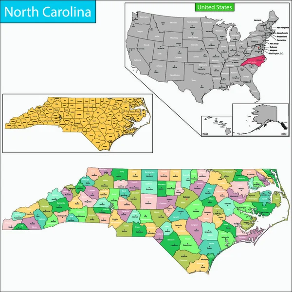 100,000 North carolina map Vector Images | Depositphotos