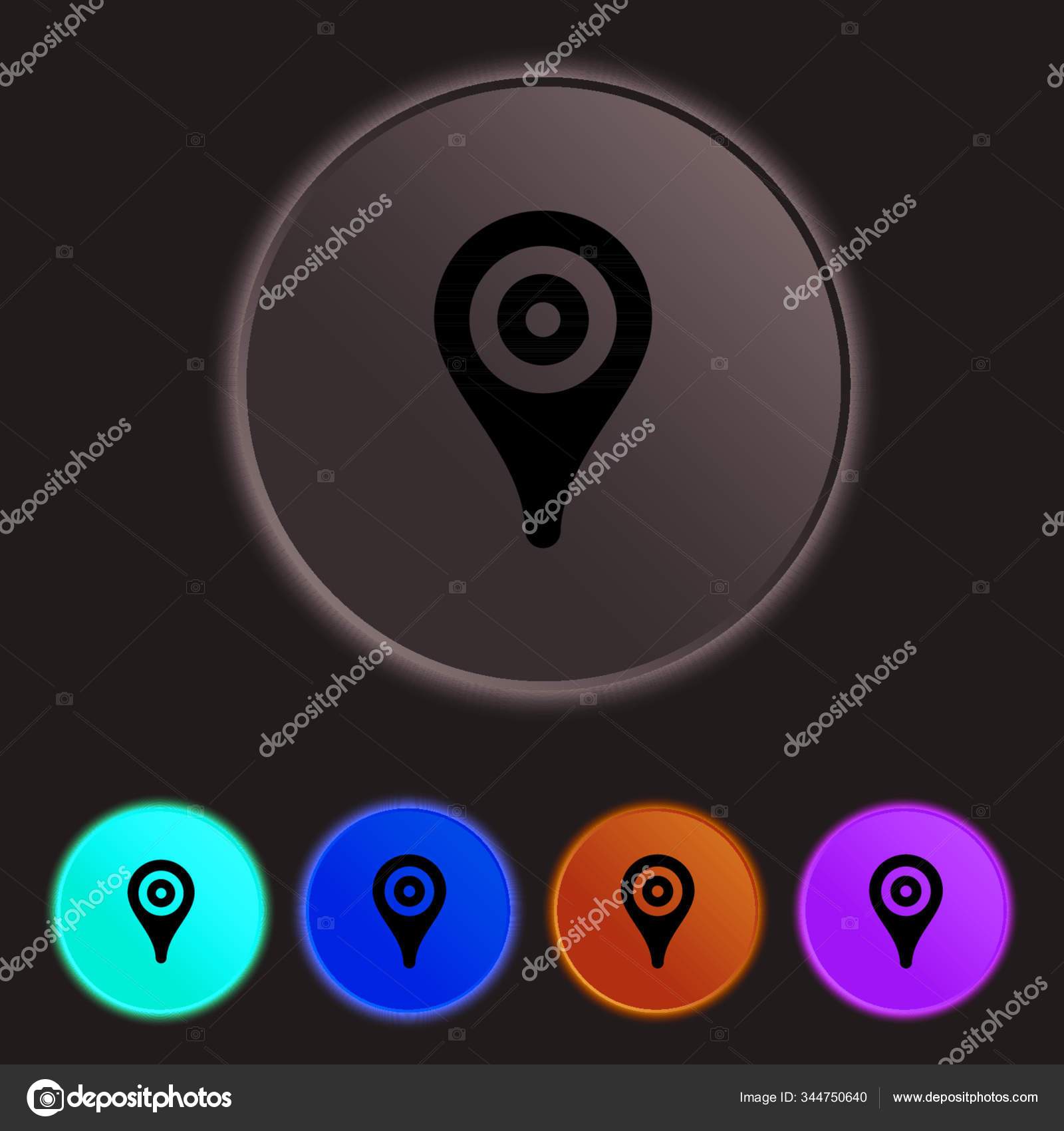 Map Pointer Gps Location Icon Sign Symbol Five Flat Buttons Stock ...