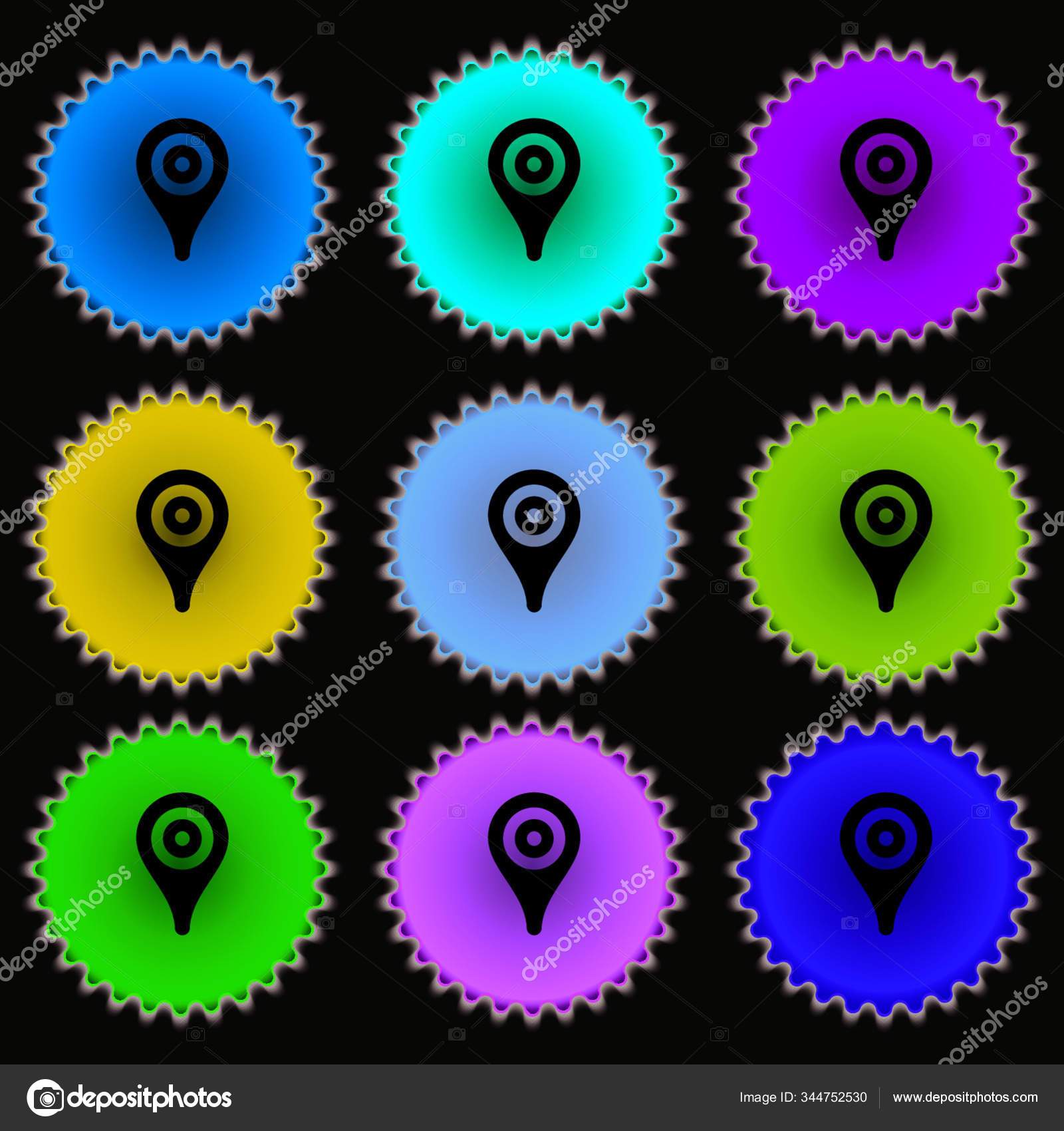 Map Pointer Gps Location Icon Sign Set Nine Different Colored Stock Vector Image by ©YAYImages ...