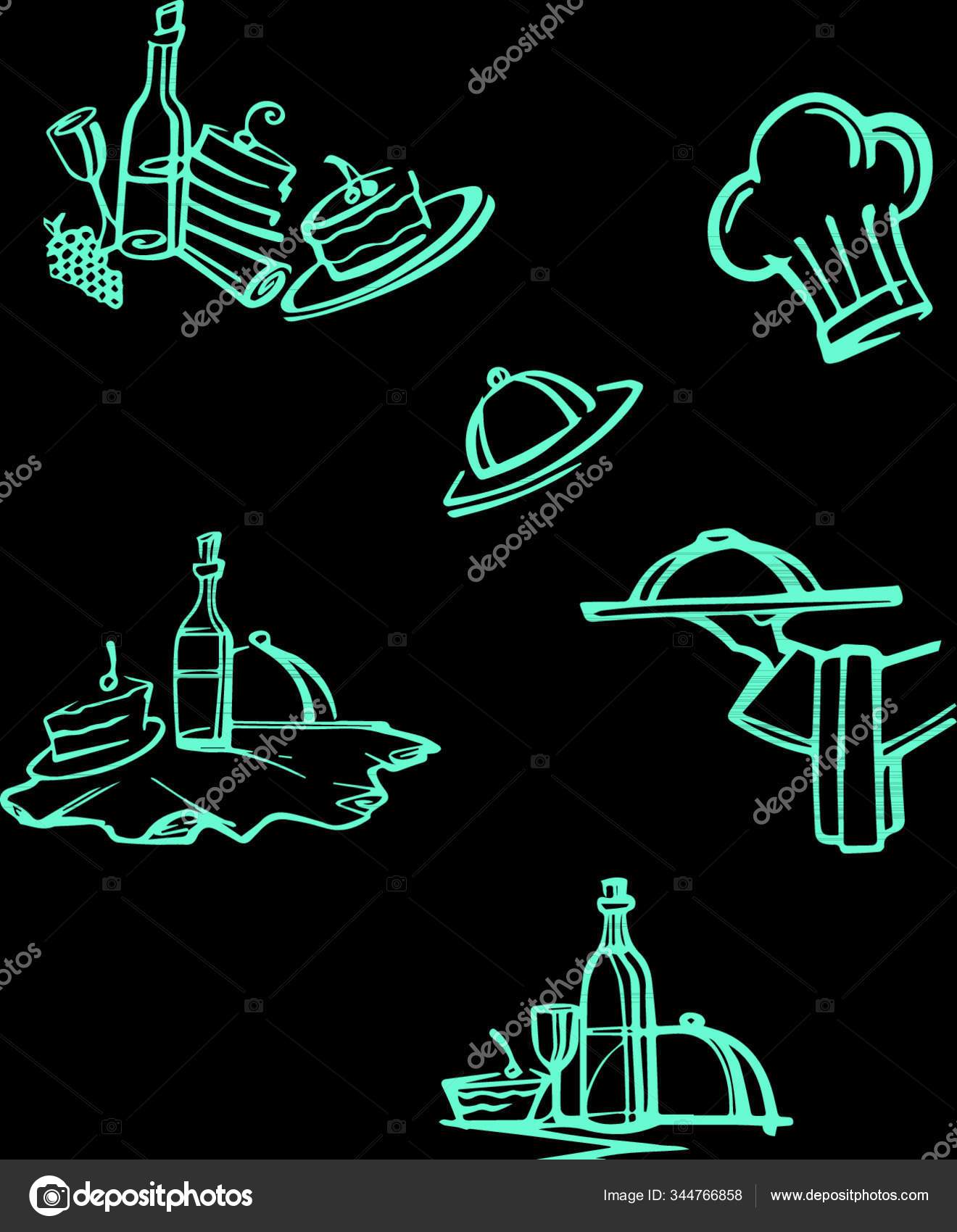 Hand Drawn Vector Illustration Drawing Some Chef Items Stock Vector ...