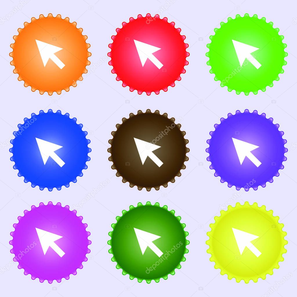 cursor de flecha, signo del icono del ratón del ordenador. Un conjunto ...