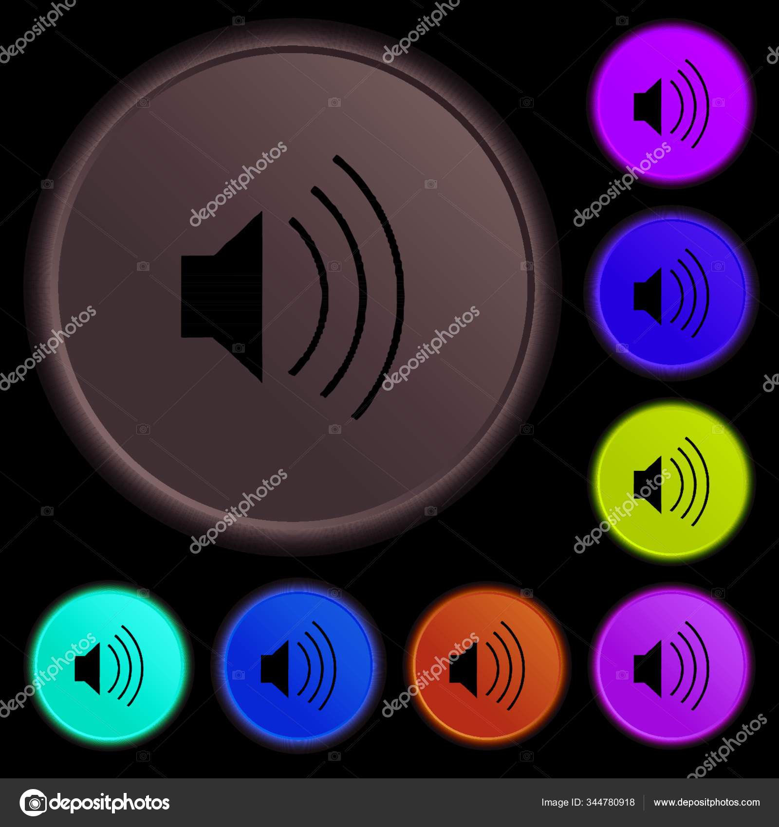 Volume Sound Icon Sign Symbol Five Flat Buttons Vector Illustration ...