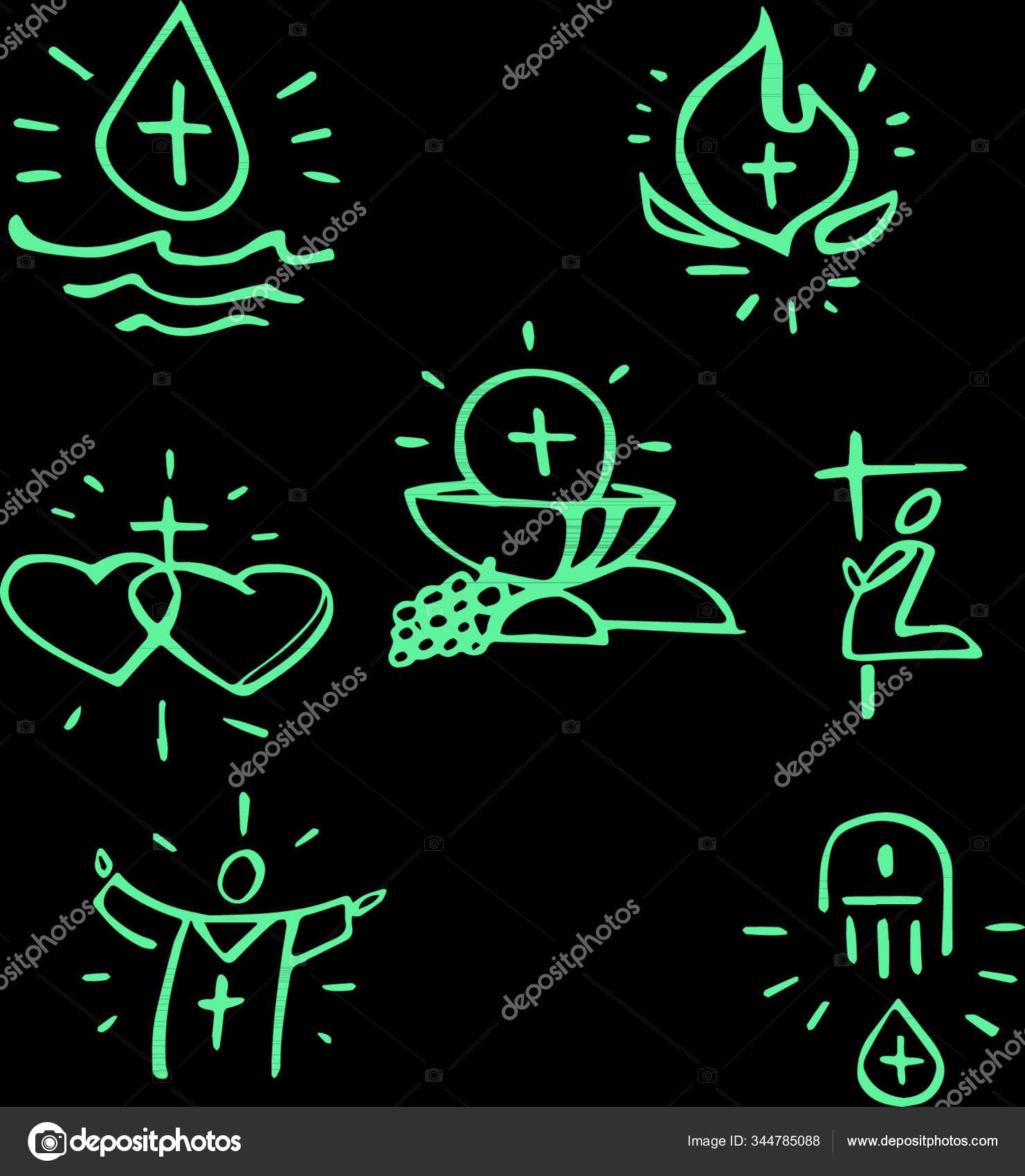 Hand Drawn Vector Illustration Drawing Catholic Sacraments Stock Vector ...