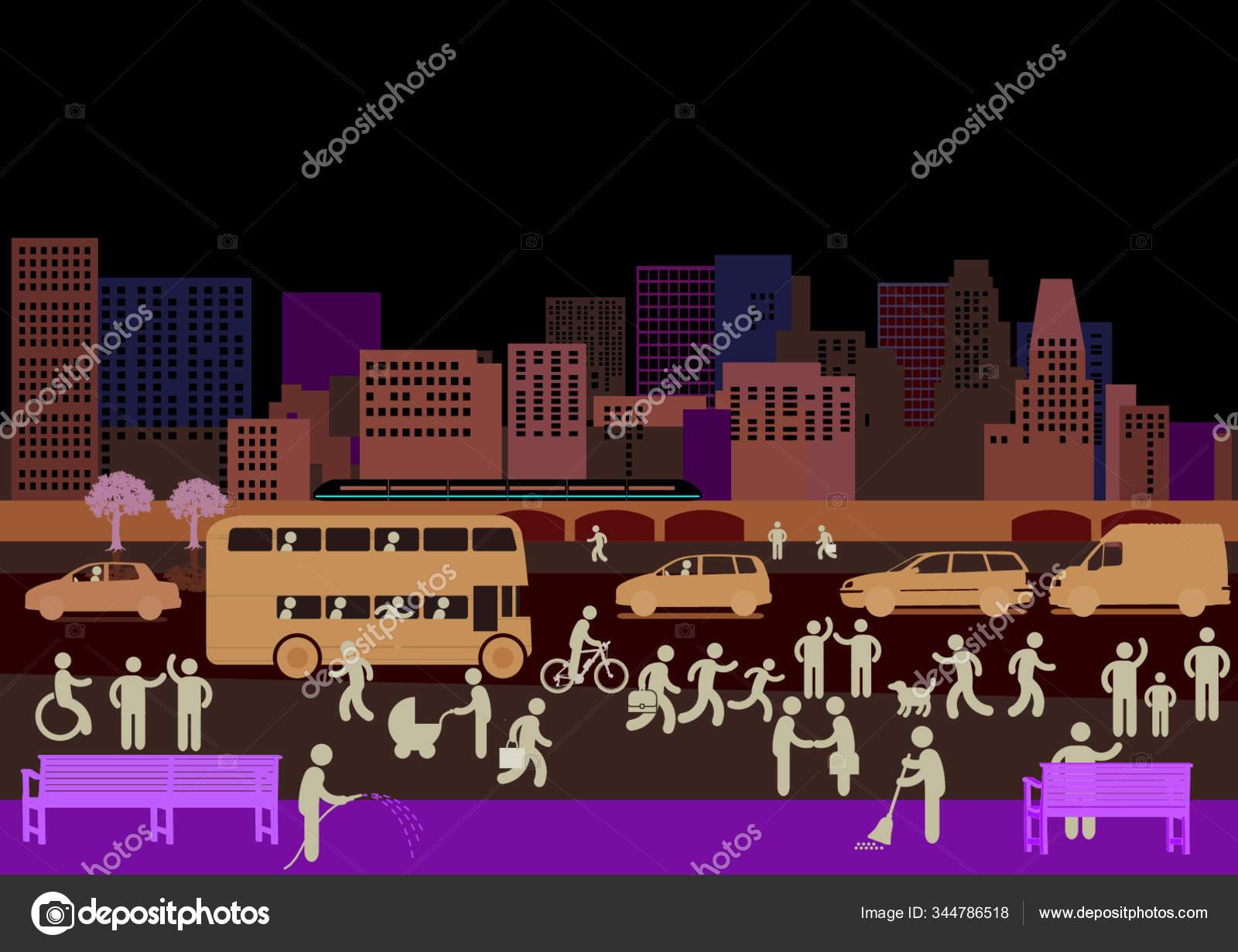 People Walking Street Stock Vector Image by ©YAYImages #344786518